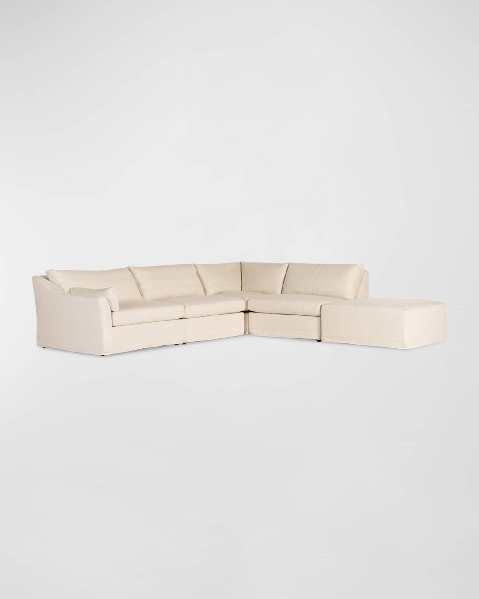 Four Hands Delray 4-Piece Left Arm Facing Sectional with Ottoman ...