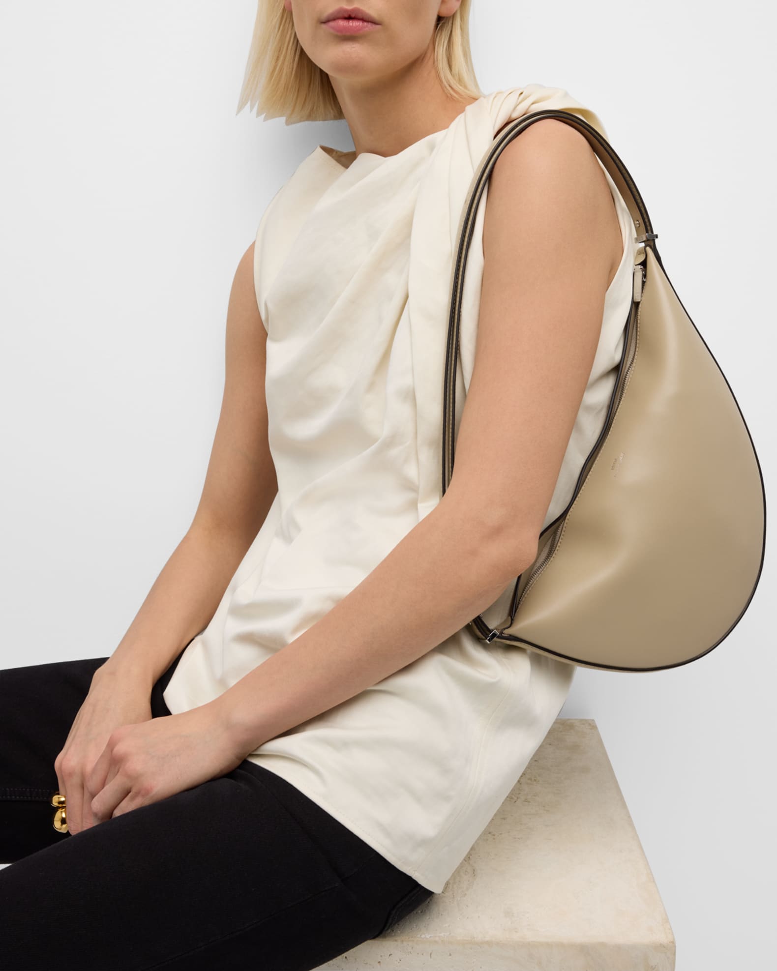 Toteme Scoop Zip Leather Shoulder Bag | Neiman Marcus