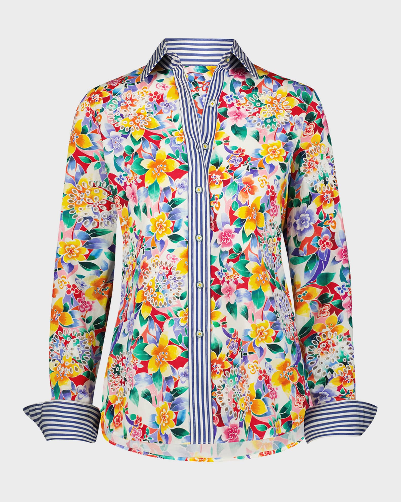 Robert Graham Priscilla Floral-Print Button-Down Shirt | Neiman Marcus