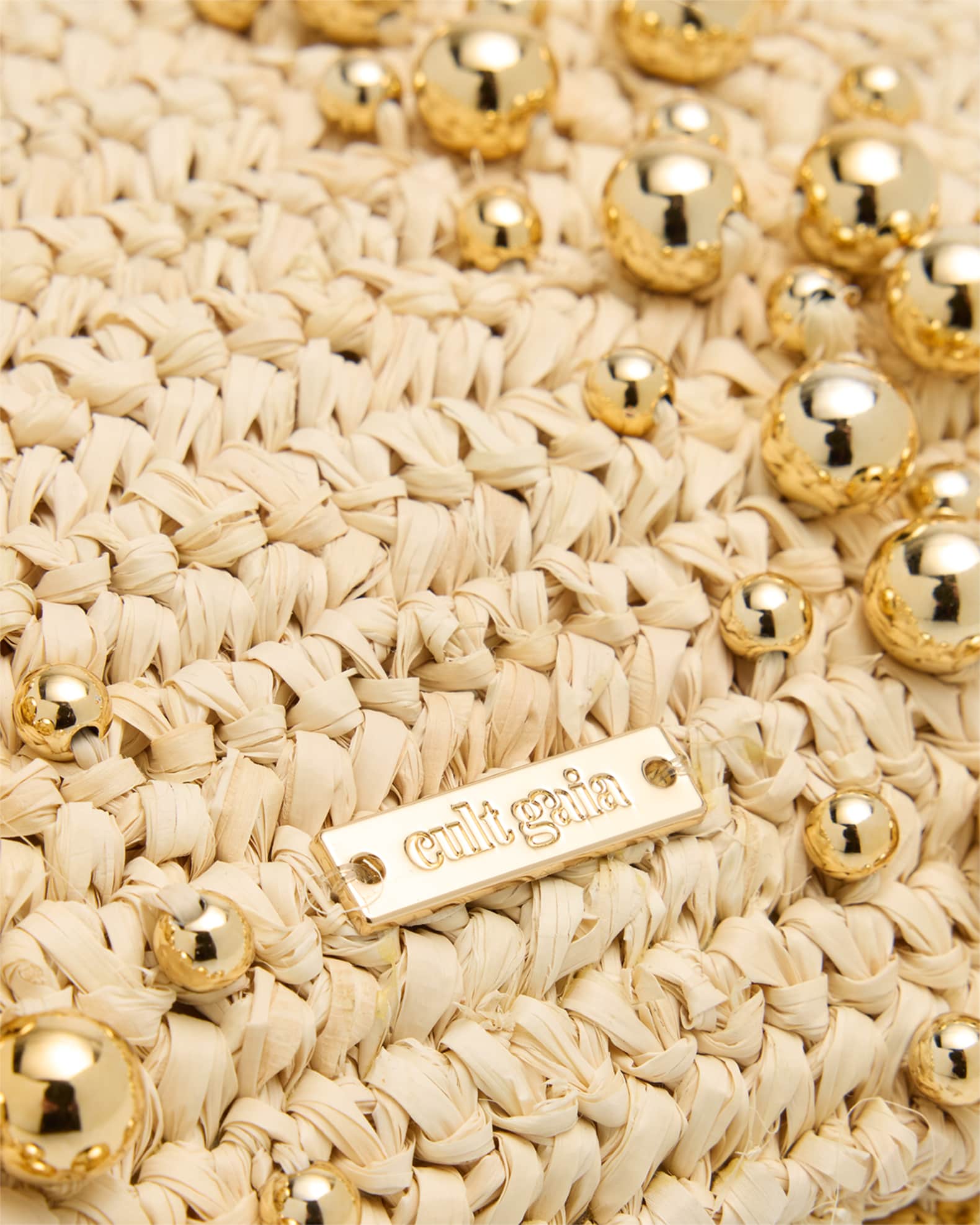 Cult Gaia Hera Nano Studded Raffia Shoulder Bag | Neiman Marcus