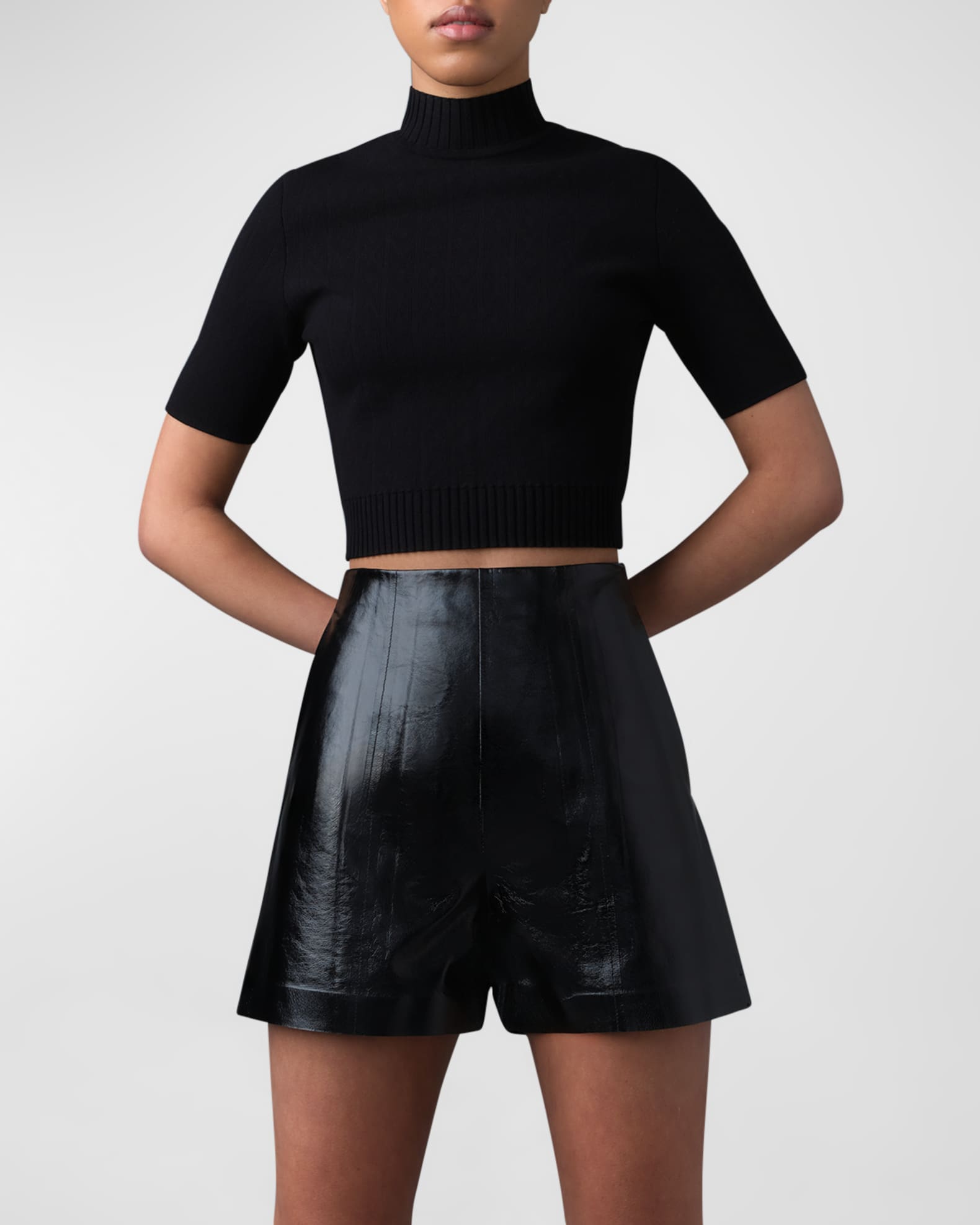 Mackage Dava Paneled Patent Leather Shorts | Neiman Marcus