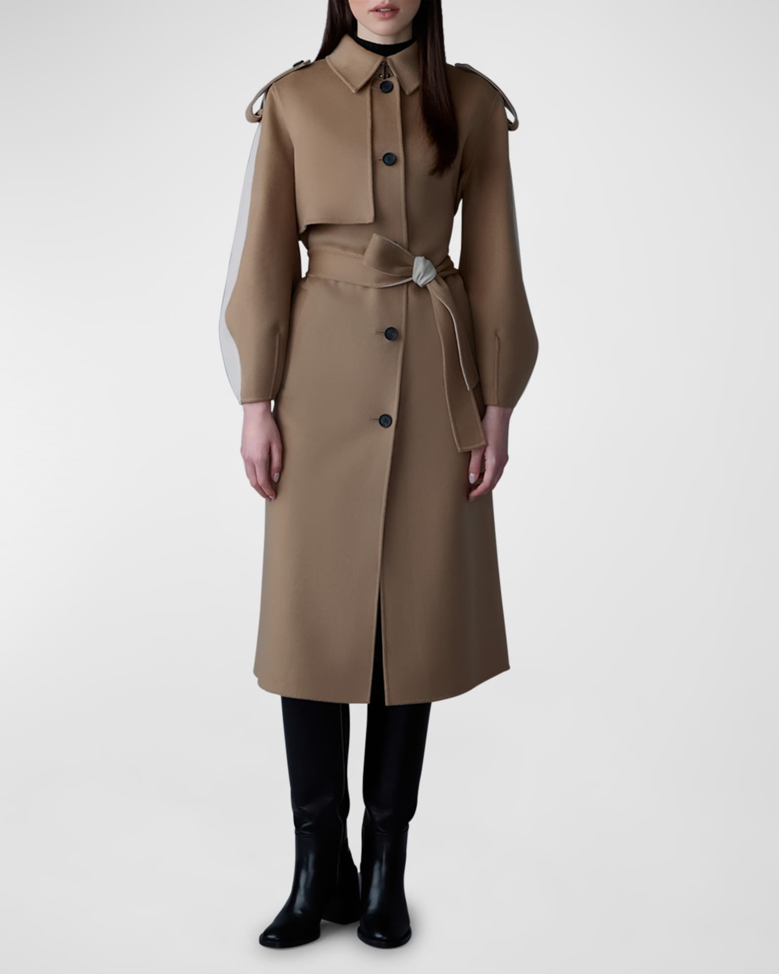 Ceyla Belted Handmade Double-Face Virgin Wool Coat | Neiman Marcus