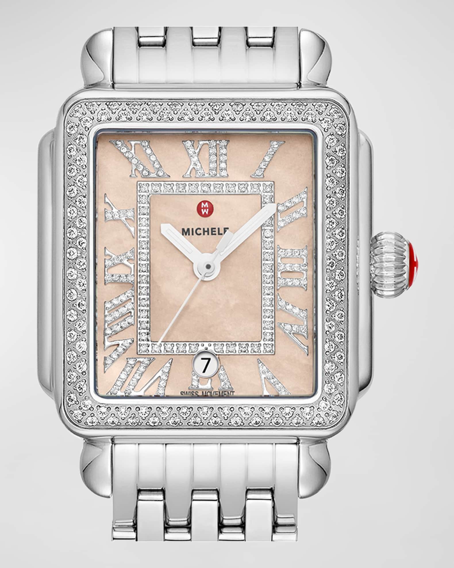 MICHELE Deco Madison Diamond Watch, Apricot | Neiman Marcus