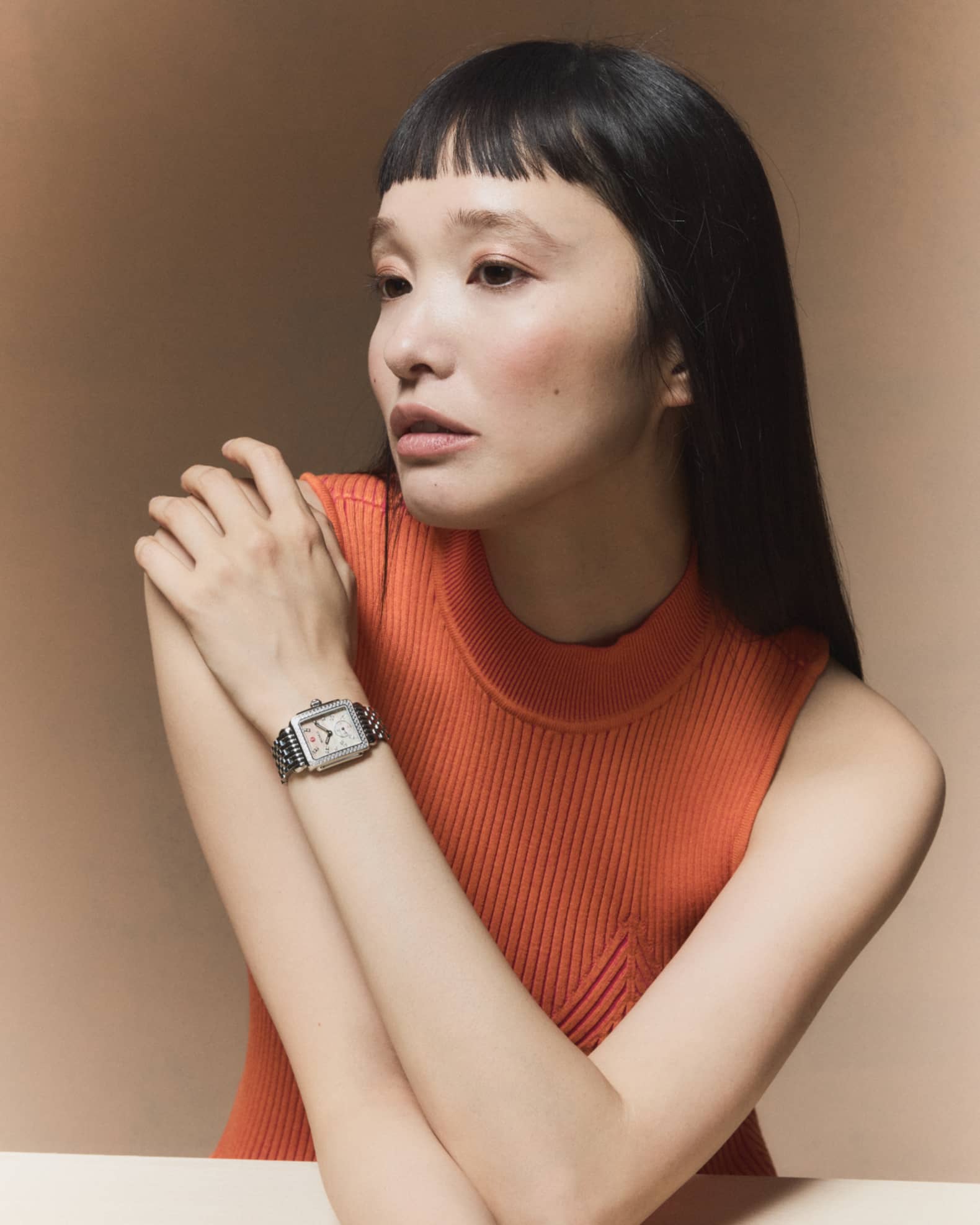 MICHELE Deco Mid Diamond Watch, Apricot | Neiman Marcus