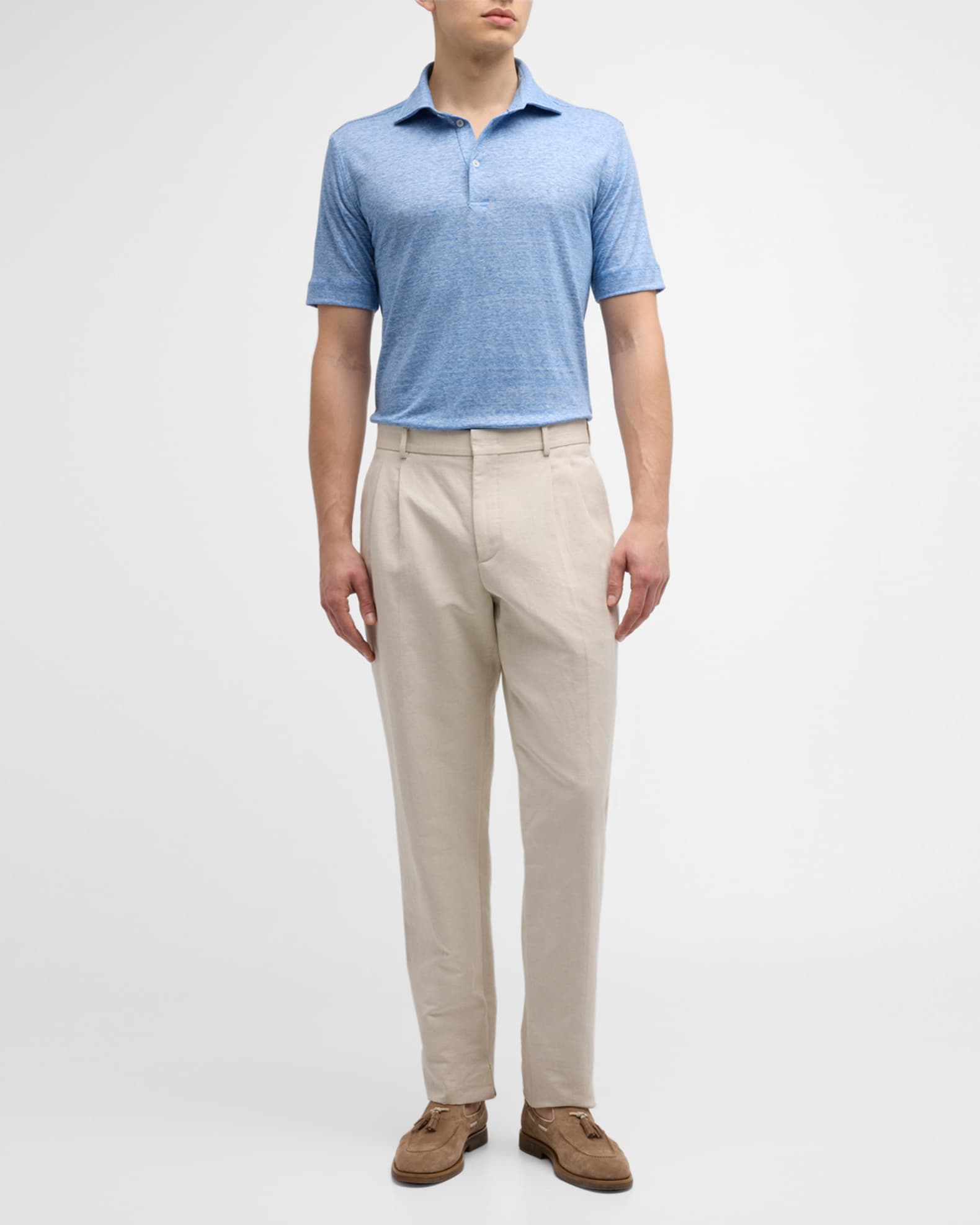 Baldassari Men's Reda Active Wool-Linen Polo Shirt | Neiman Marcus