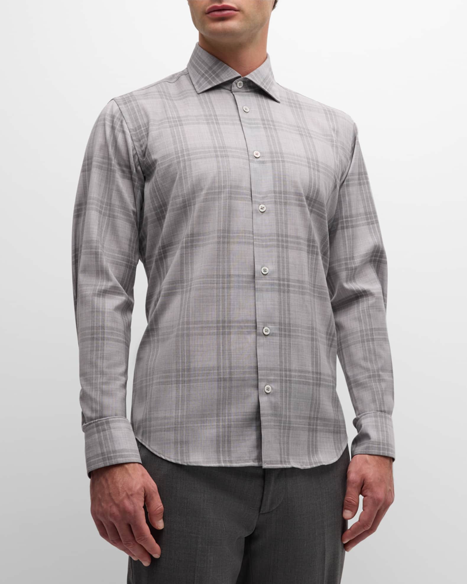 Baldassari Men's Reda Active Wool Plaid Sport Shirt | Neiman Marcus