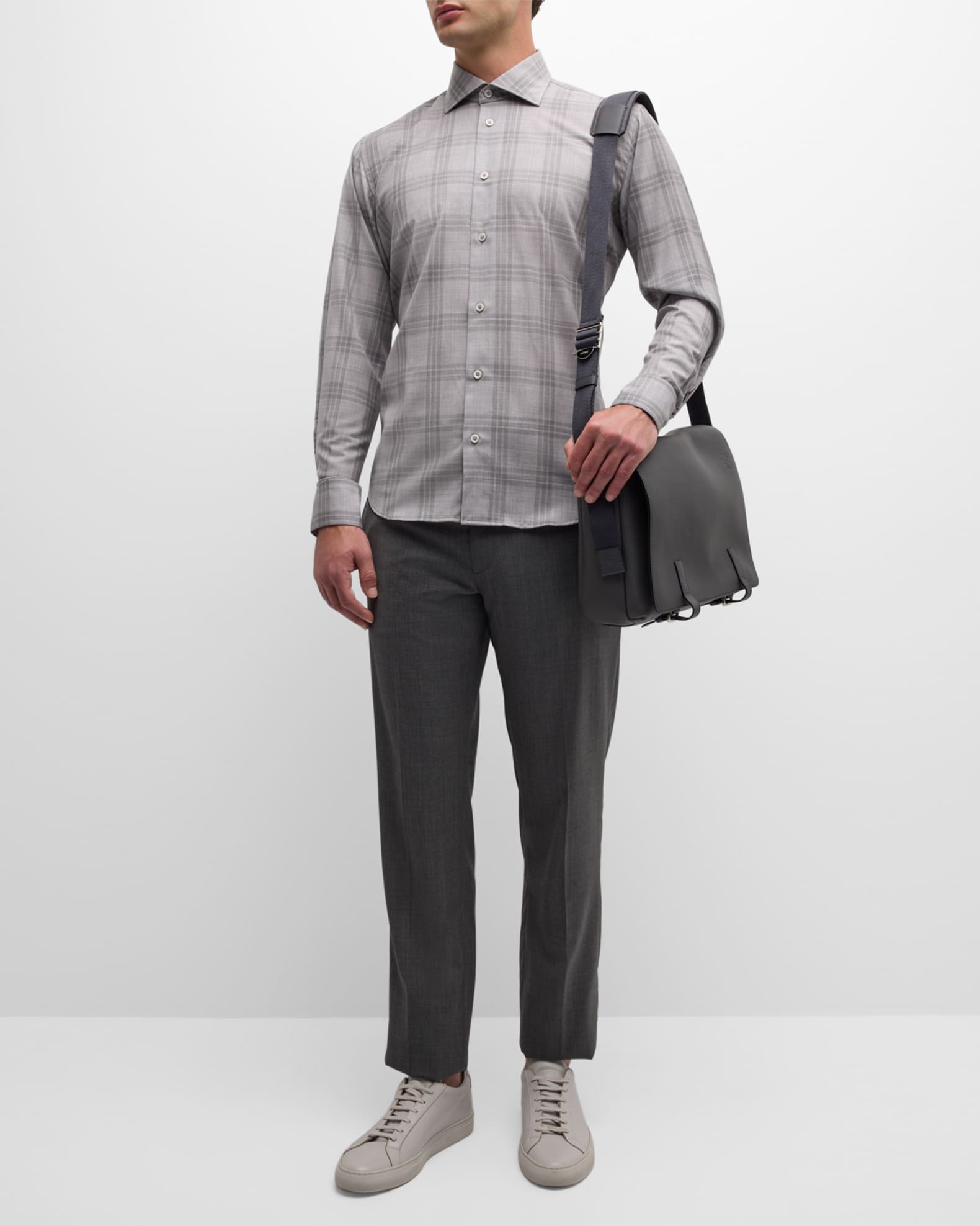 Baldassari Men's Reda Active Wool Plaid Sport Shirt | Neiman Marcus