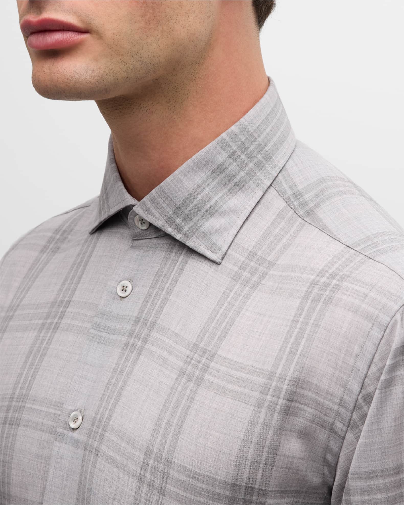 Baldassari Men's Reda Active Wool Plaid Sport Shirt | Neiman Marcus