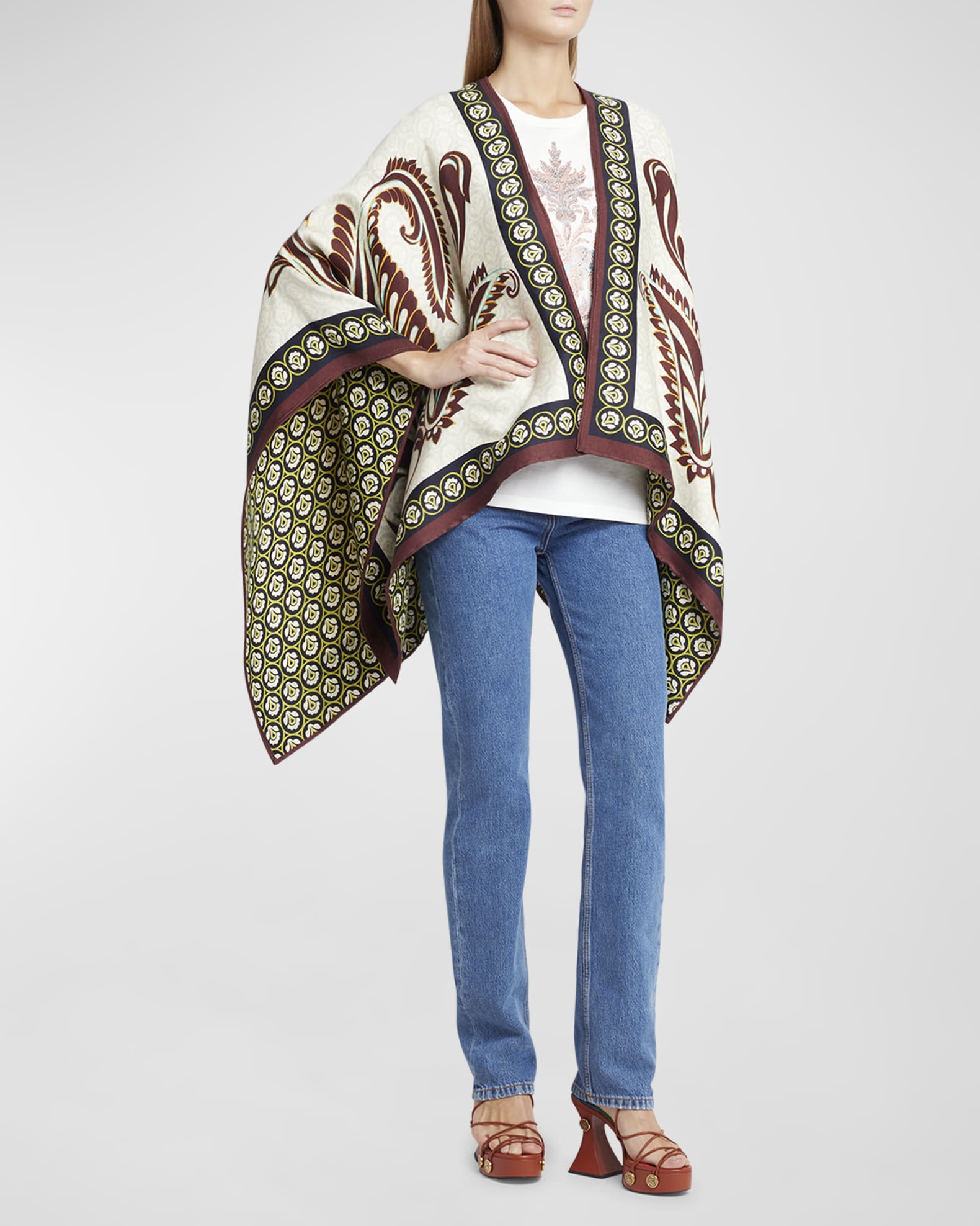 Etro Bohemian Patterned Cape | Neiman Marcus