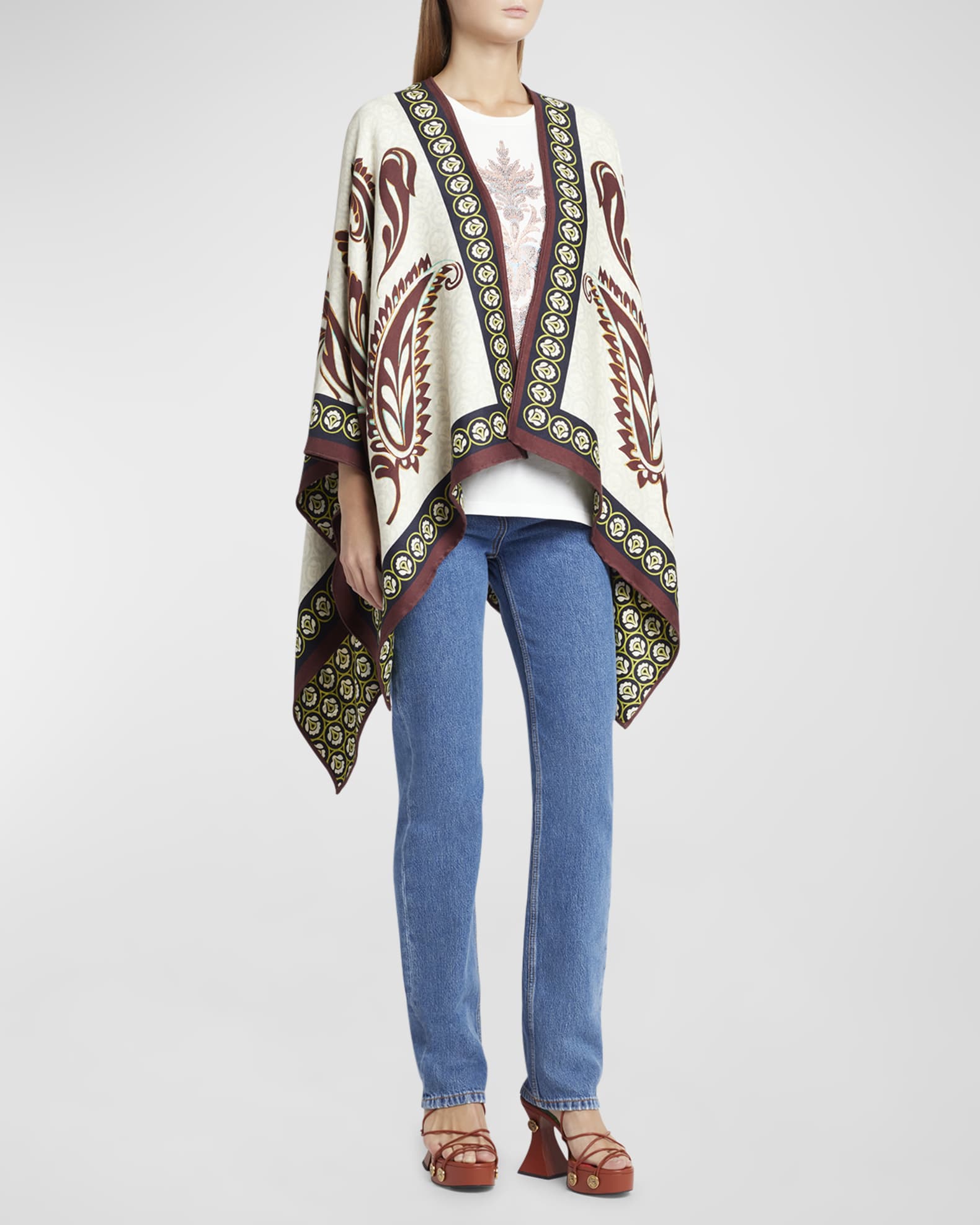 Etro Bohemian Patterned Cape | Neiman Marcus