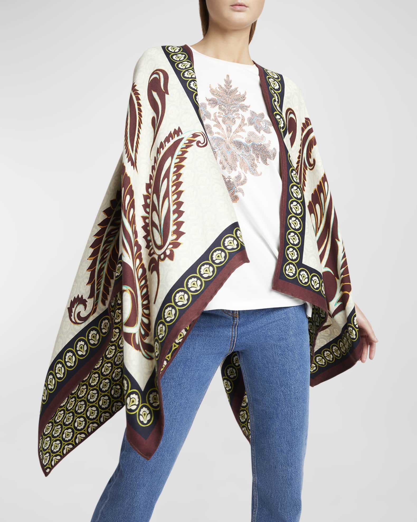 Etro Bohemian Patterned Cape | Neiman Marcus