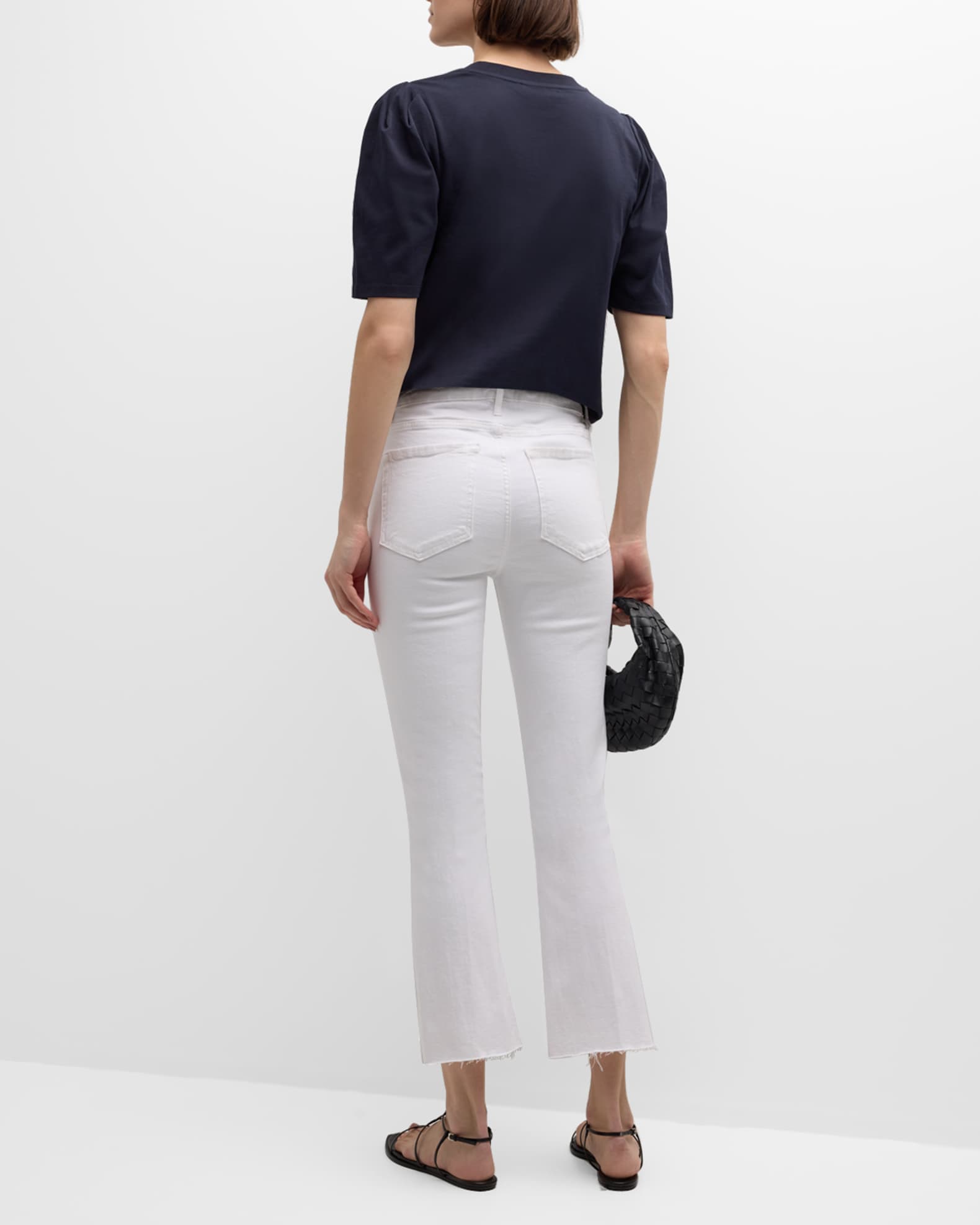 FRAME Le Crop Mini Boot Raw Stagger Jeans | Neiman Marcus