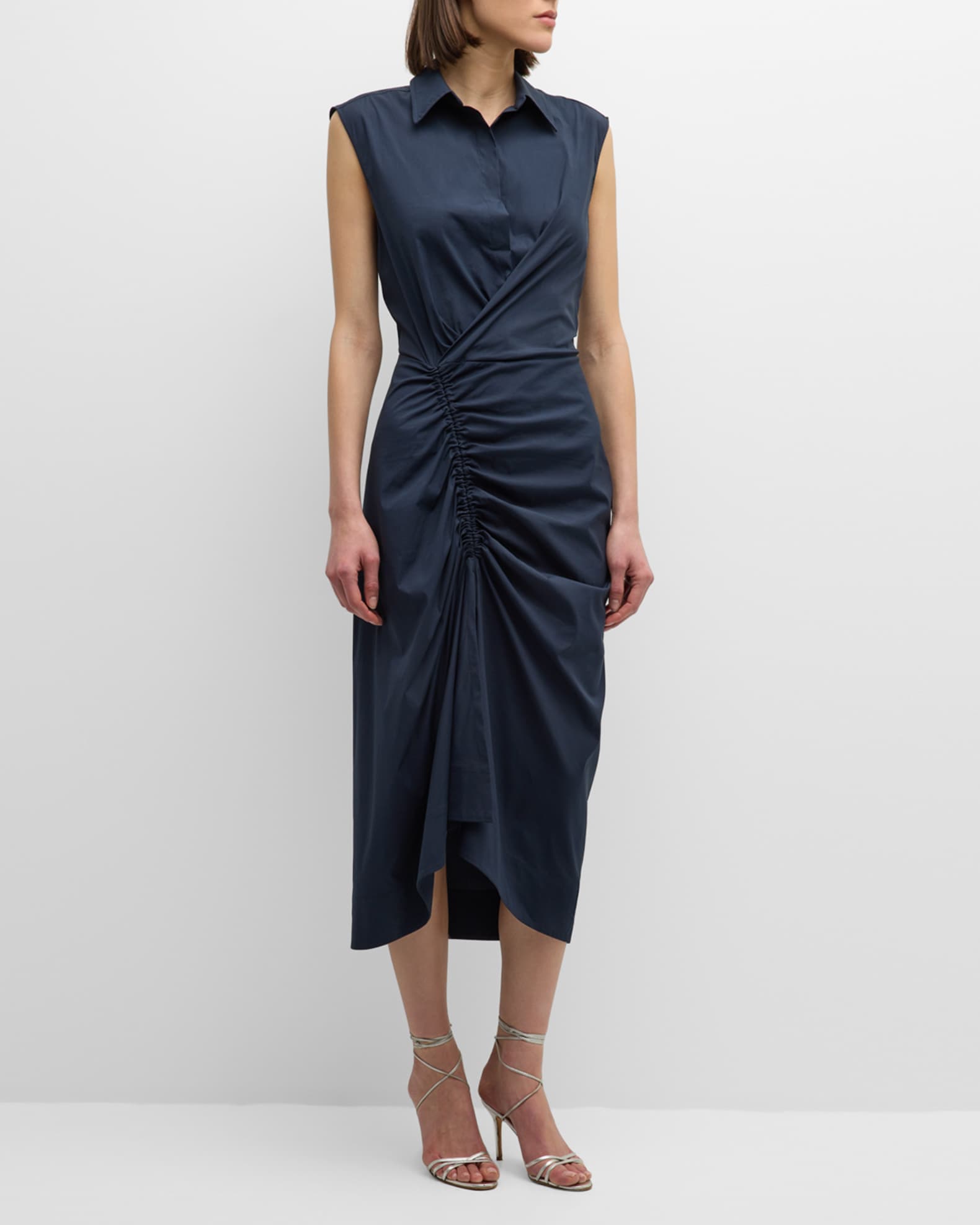 CALLAS Milano Sylvie Wrapped Shirtdress with Ruched Detail | Neiman Marcus