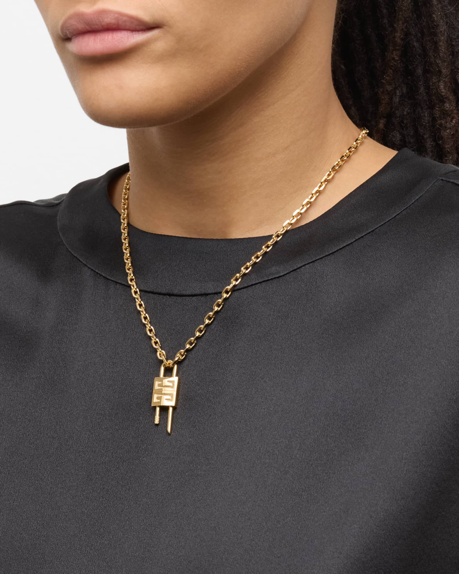 Givenchy Golden 4G Mini Lock Necklace | Neiman Marcus