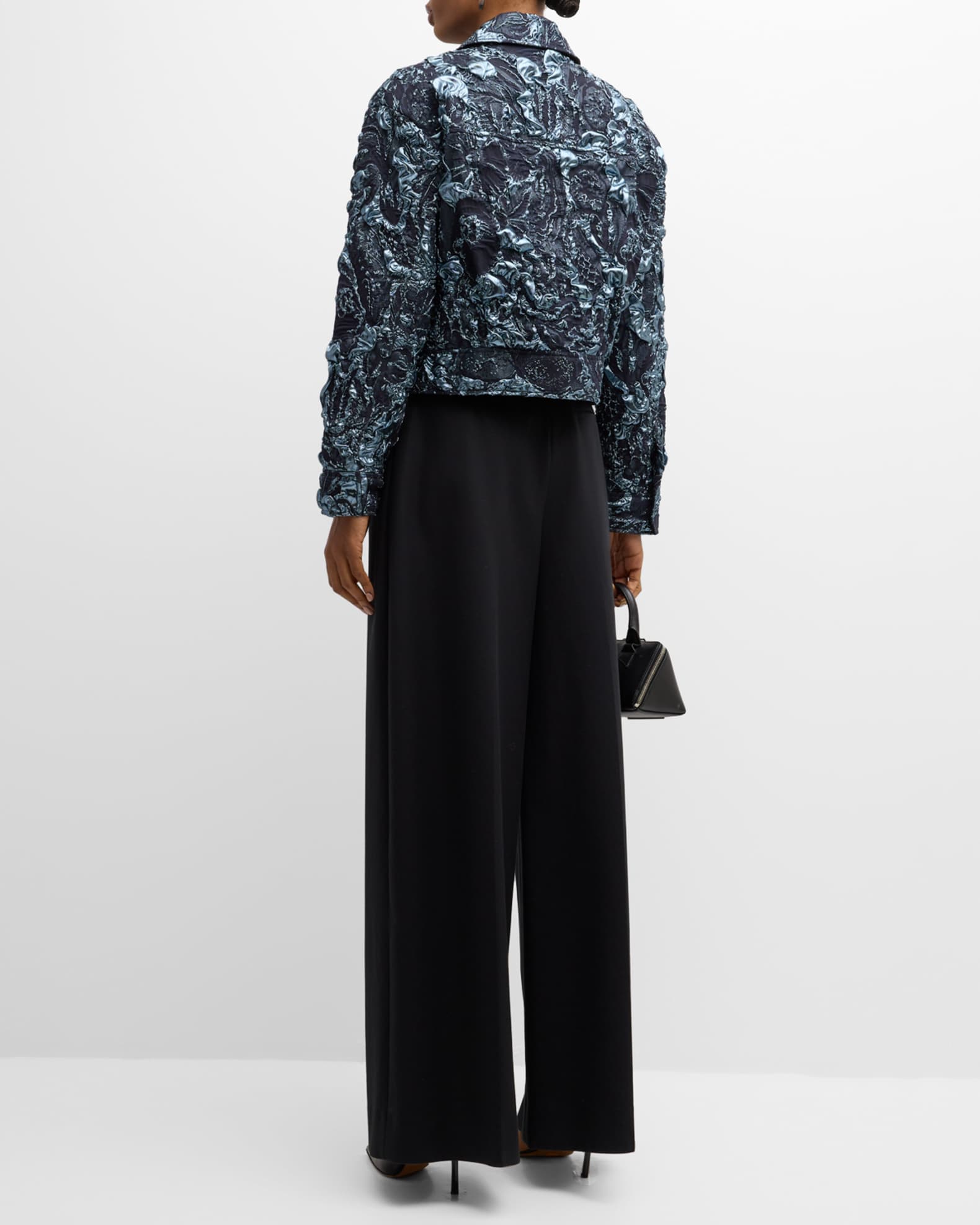 Jason Wu Collection Metallic Marine Cropped Jacket | Neiman Marcus