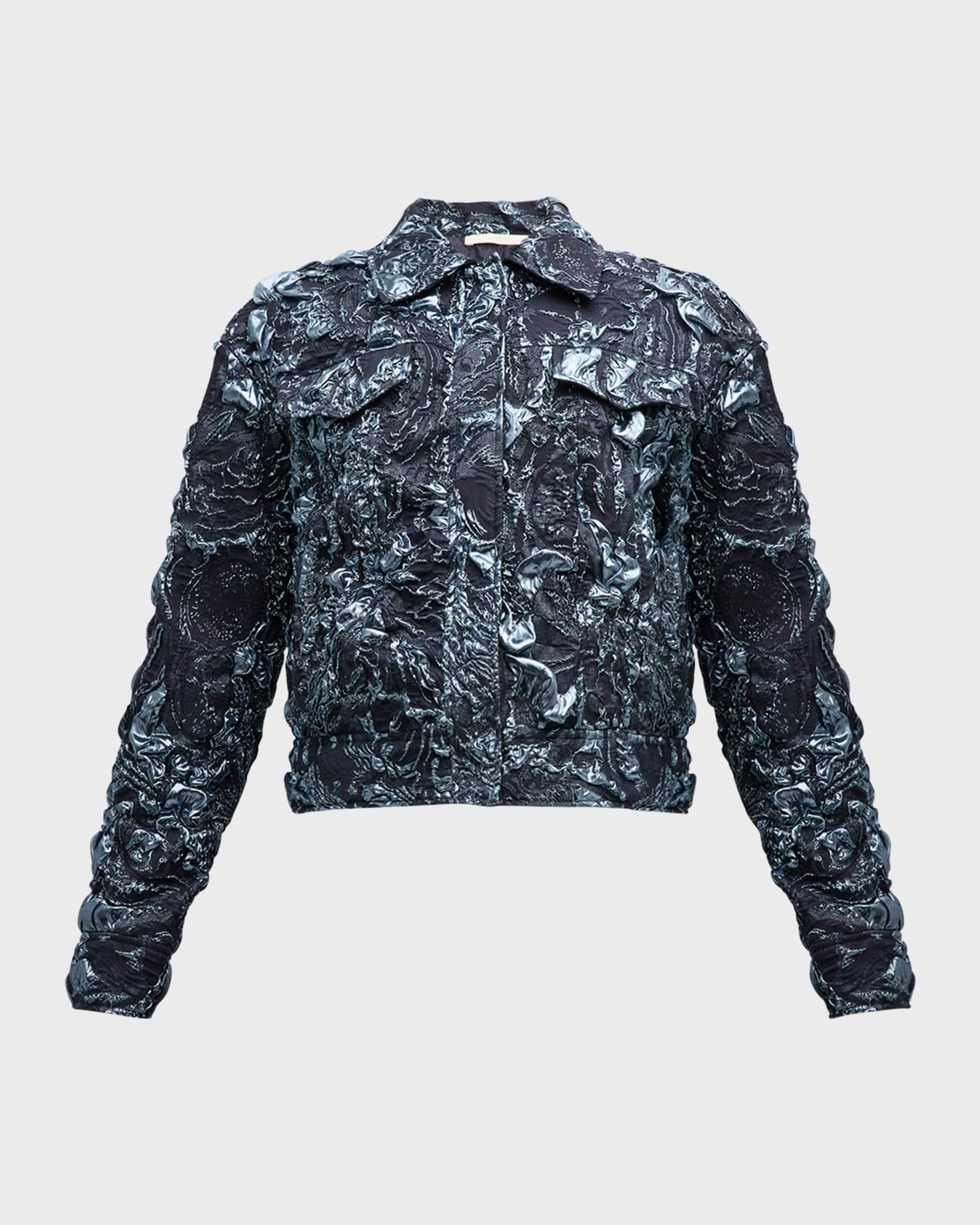 Jason Wu Collection Metallic Marine Cropped Jacket | Neiman Marcus