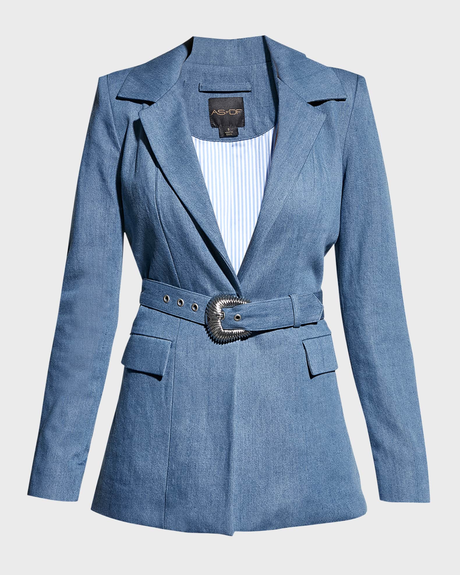 AS by DF Dominga Belted Denim Blazer | Neiman Marcus