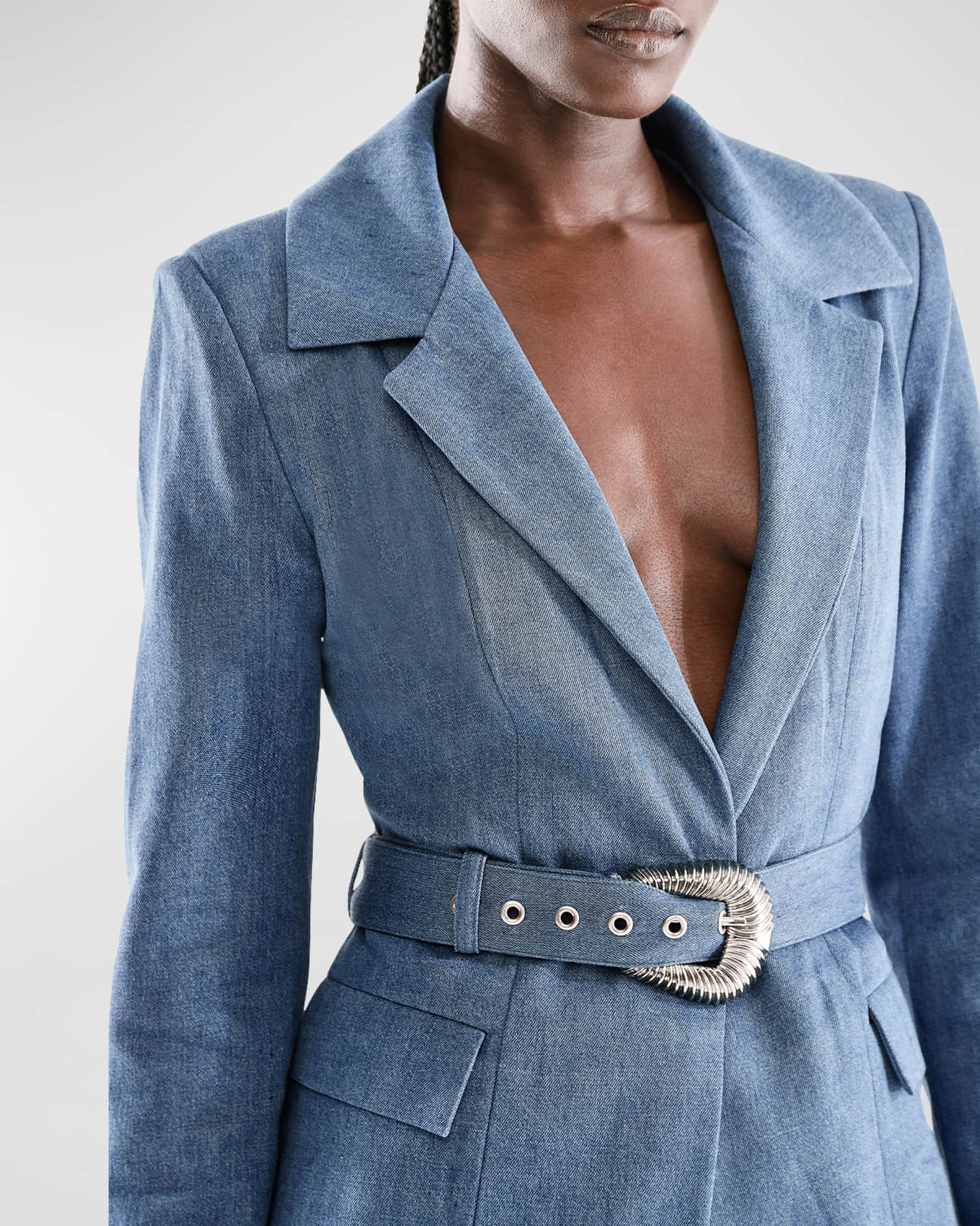 AS by DF Dominga Belted Denim Blazer | Neiman Marcus