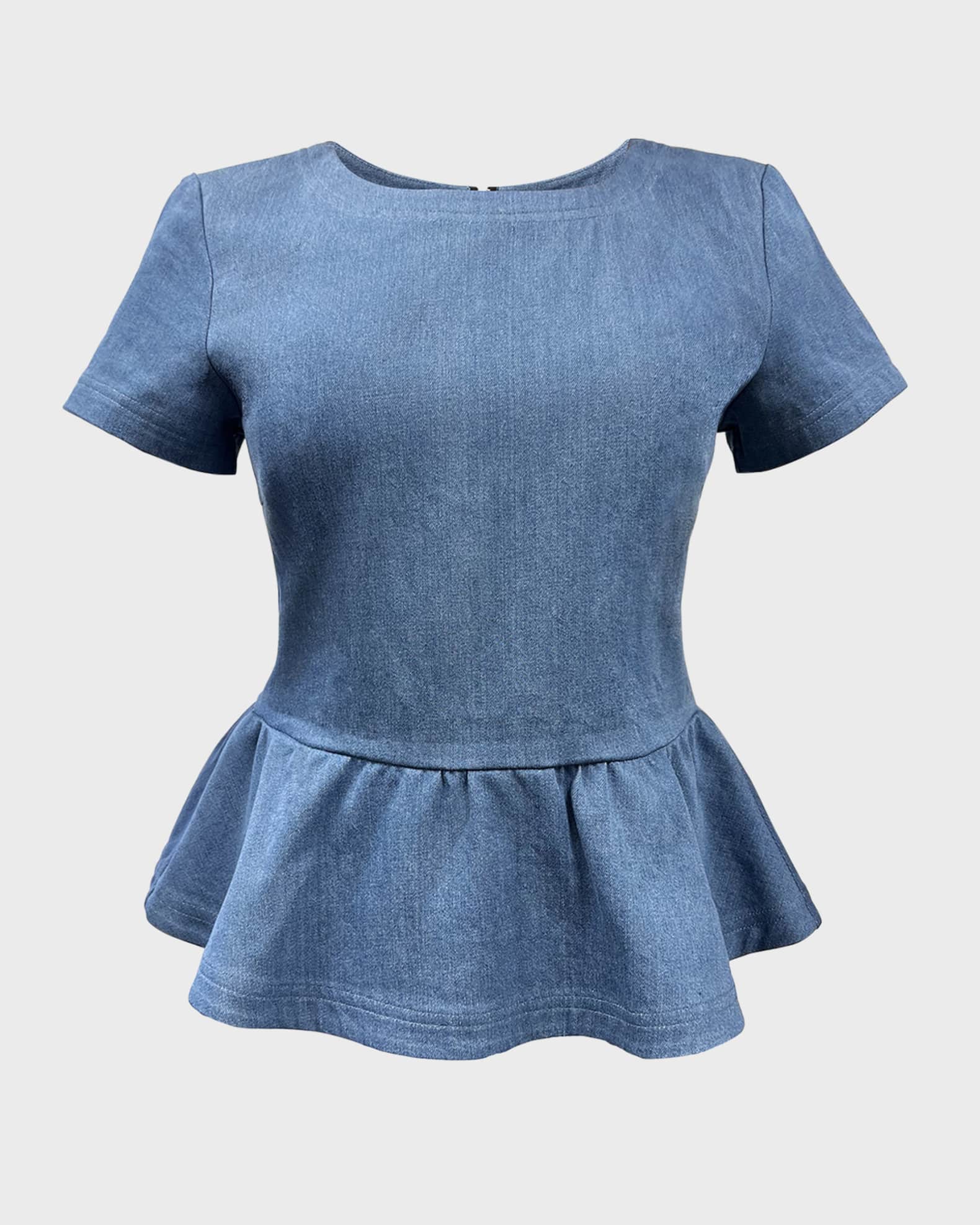 AS by DF Dominga Denim Peplum Top | Neiman Marcus