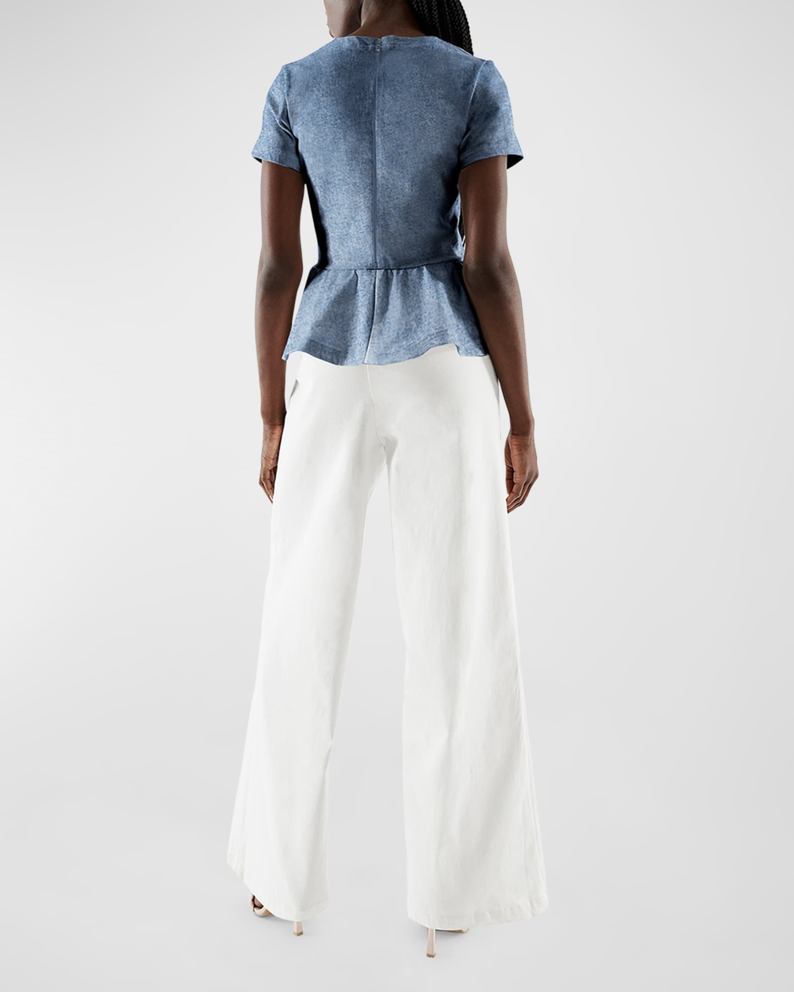 AS by DF Dominga Denim Peplum Top | Neiman Marcus
