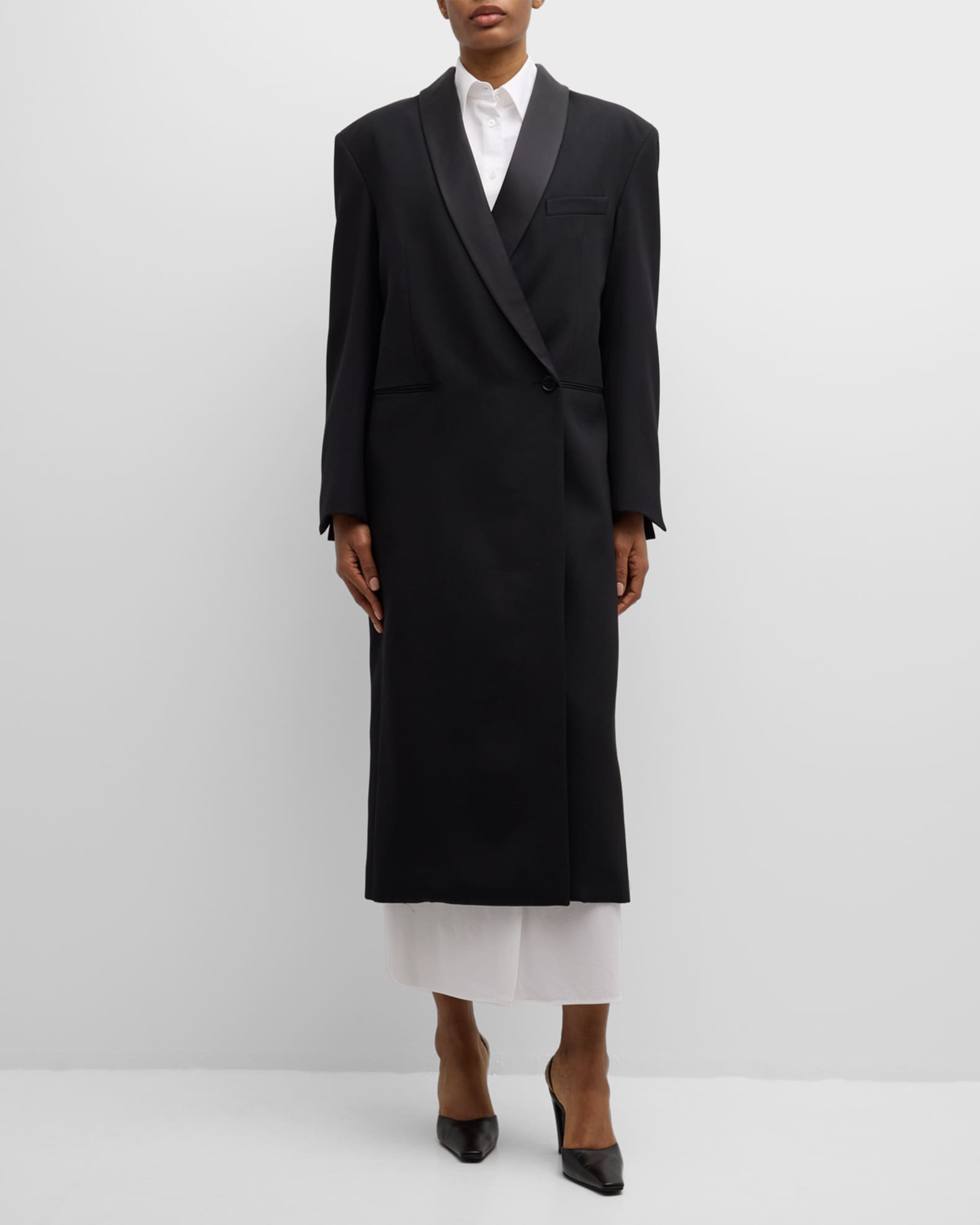 THE ROW Sciur Double-Breasted Long Wool Coat | Neiman Marcus