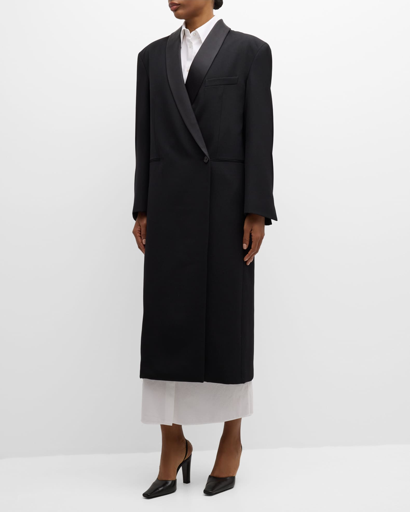 THE ROW Sciur Double-Breasted Long Wool Coat | Neiman Marcus