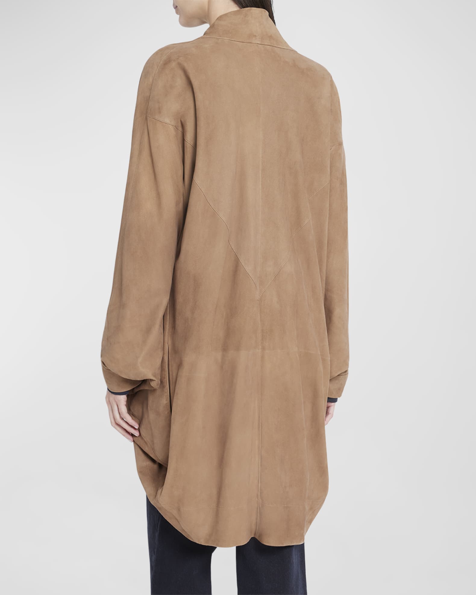 THE ROW Flo Suede Open-Front Coat | Neiman Marcus