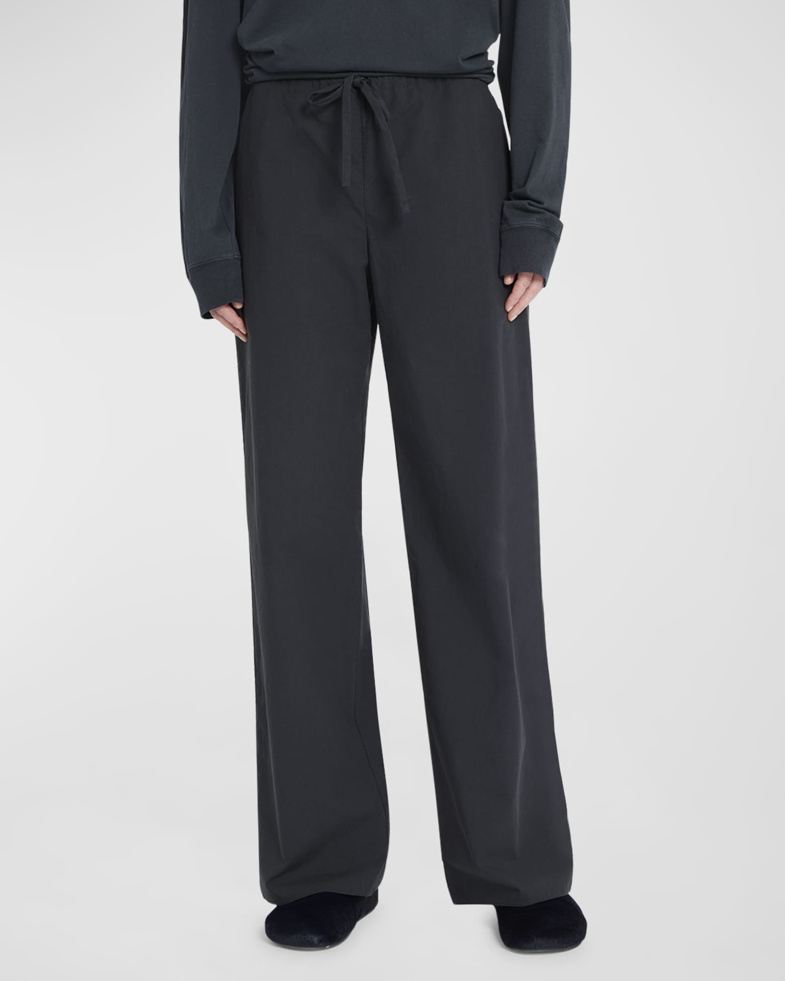 THE ROW Jugi Mid-Rise Wide-Leg Pull-On Pants | Neiman Marcus