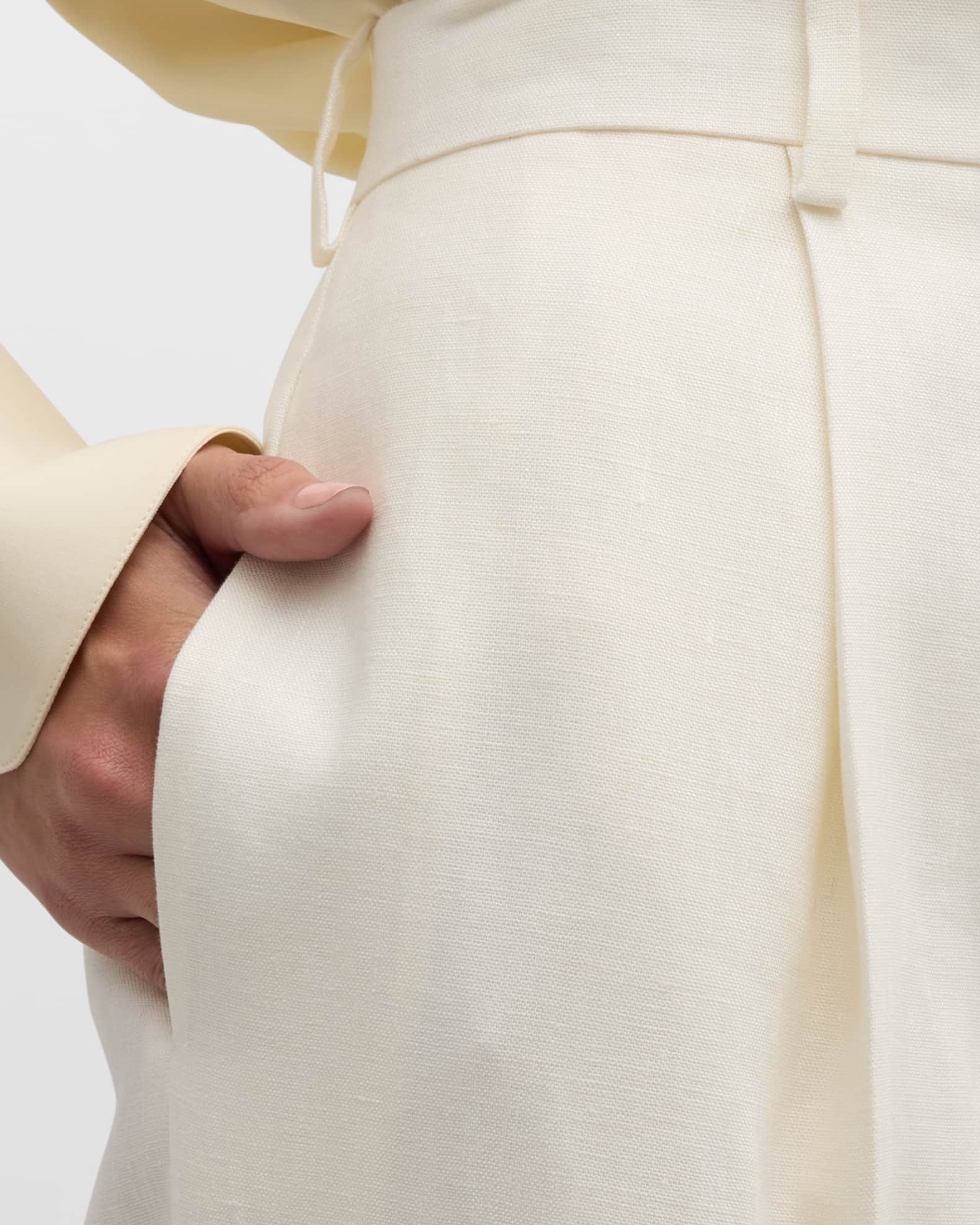 THE ROW Tonnie High-Rise Wide-Leg Linen Pants | Neiman Marcus