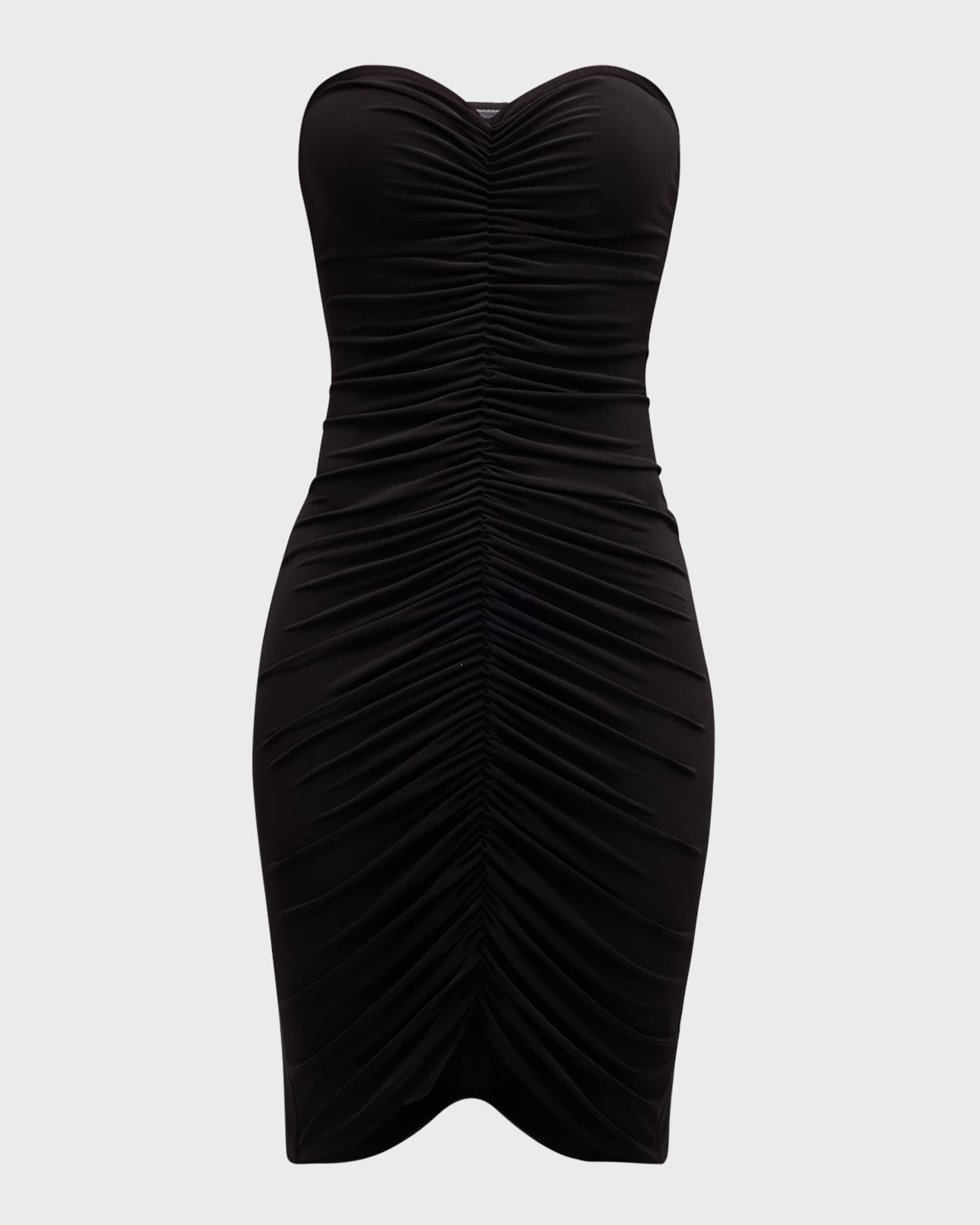 Norma Kamali Strapless Shirred Knee-Length Dress | Neiman Marcus