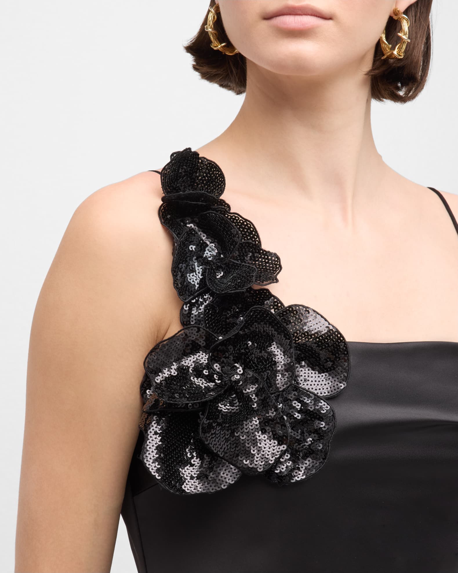 Ungaro Side-Slit Sequin Flower-Embellished Gown | Neiman Marcus