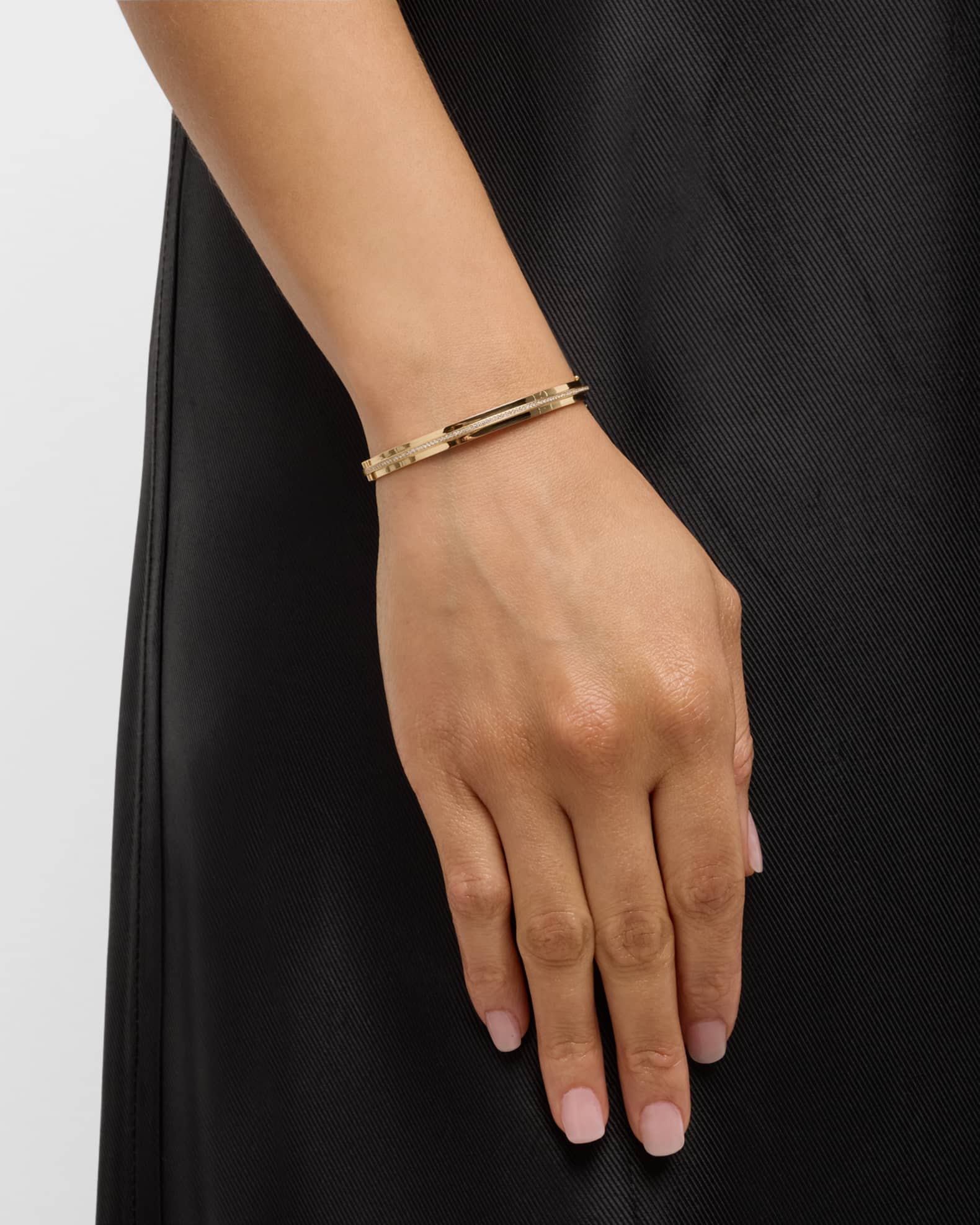 AZLEE 3-Tier Staircase Diamond Pave 18K Gold Bangle | Neiman Marcus