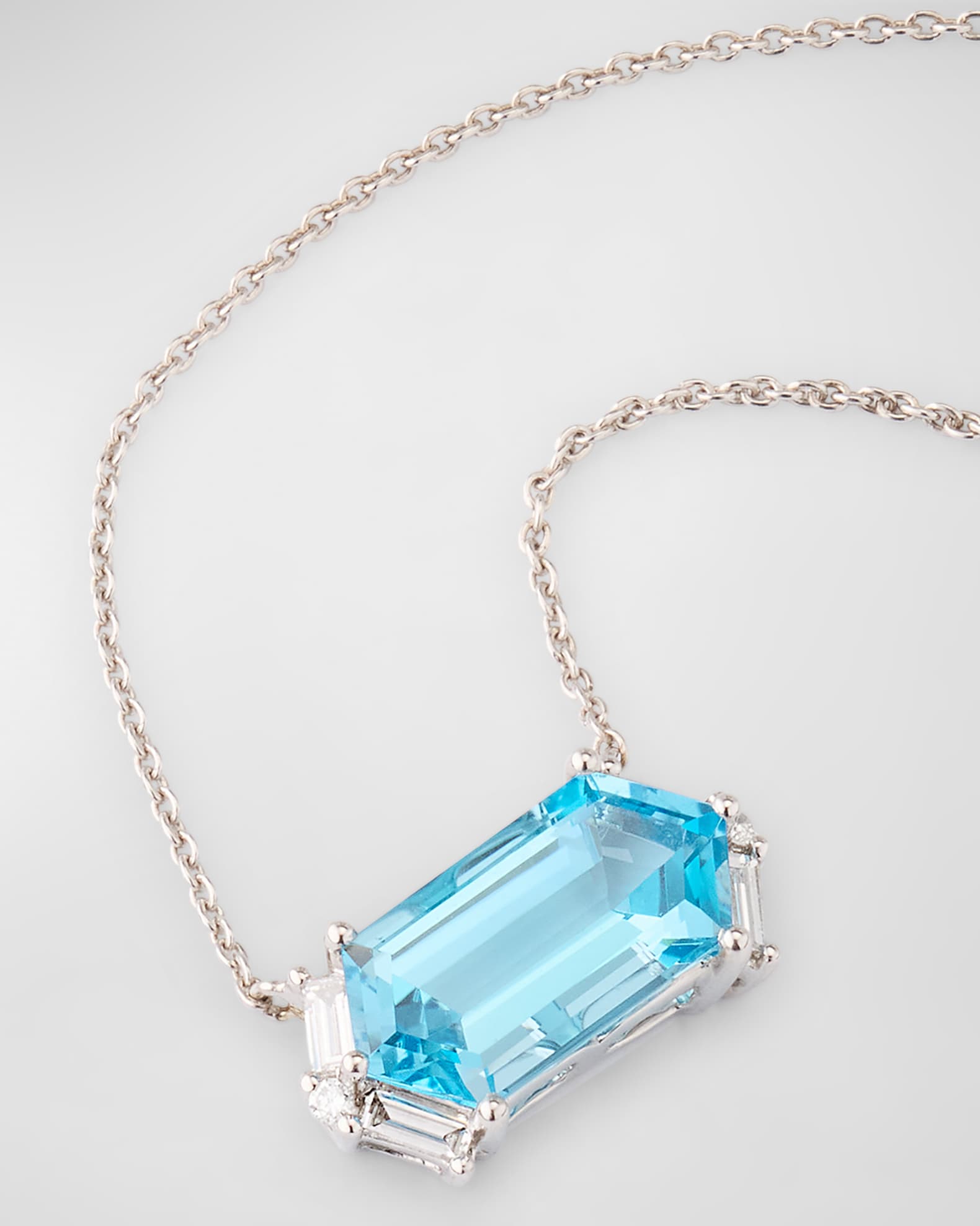 Lisa Nik Rocks 18K White Gold Elongated Hexagon Blue Topaz and Baguette ...