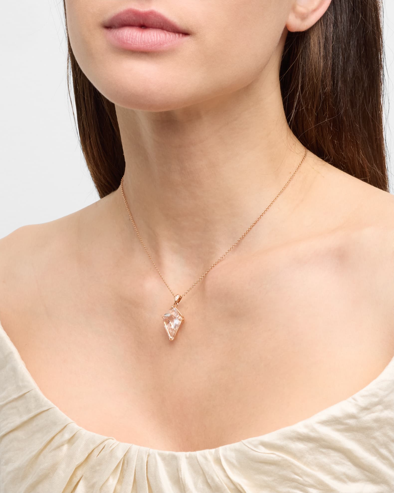 Lisa Nik Rocks 18K Rose Gold Crystal Quartz Kite and Diamond Bail ...