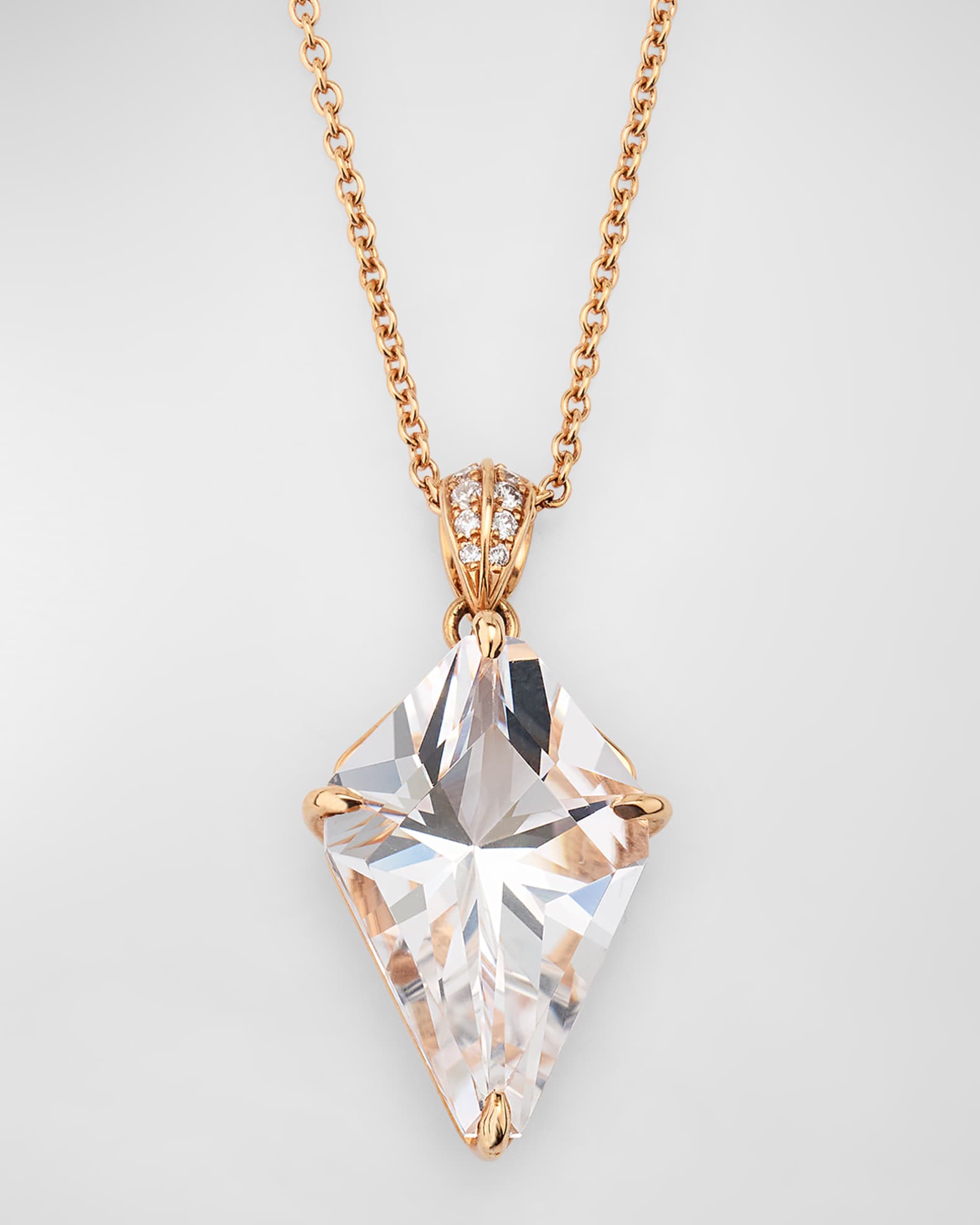 Lisa Nik Rocks 18K Rose Gold Crystal Quartz Kite and Diamond Bail ...