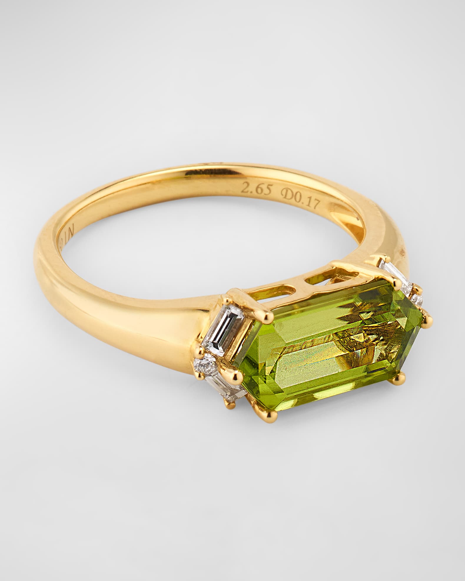 Lisa Nik Rocks 18K Yellow Gold Elongated Hexagon Peridot and Baguette ...