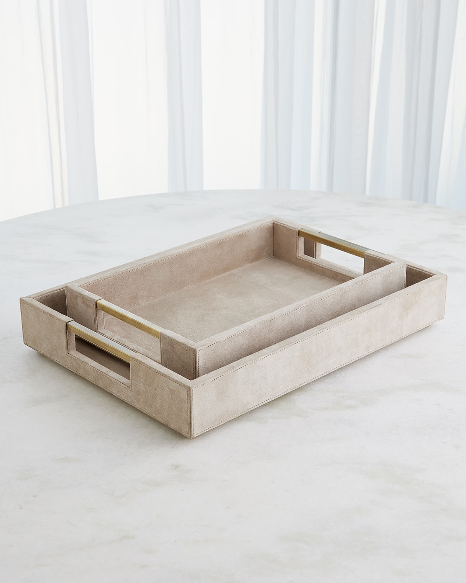 Posh Parchment Suede Tray Collection | Neiman Marcus