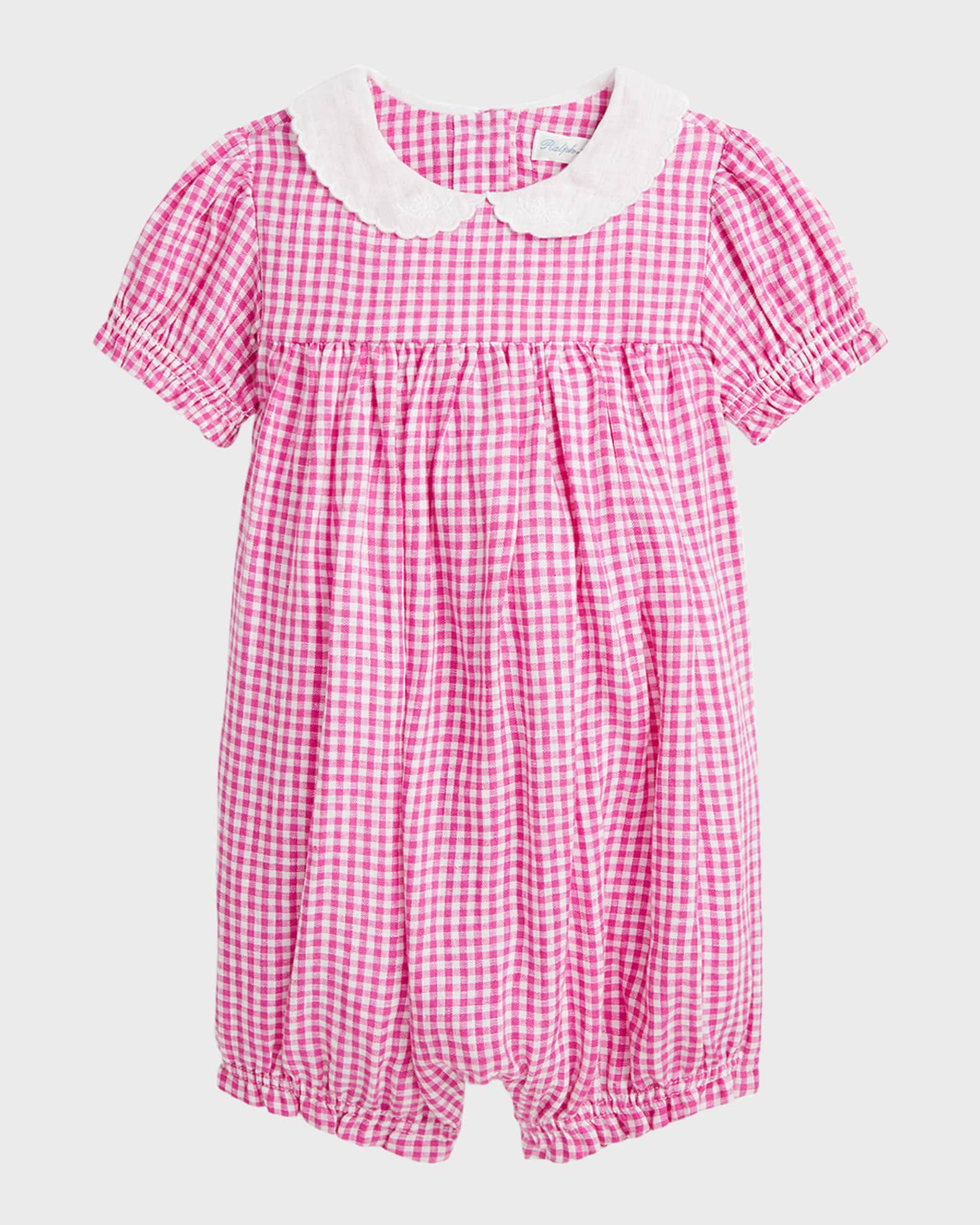 Ralph Lauren Childrenswear Girls Ruffled Linen Gingham One-Piece ...