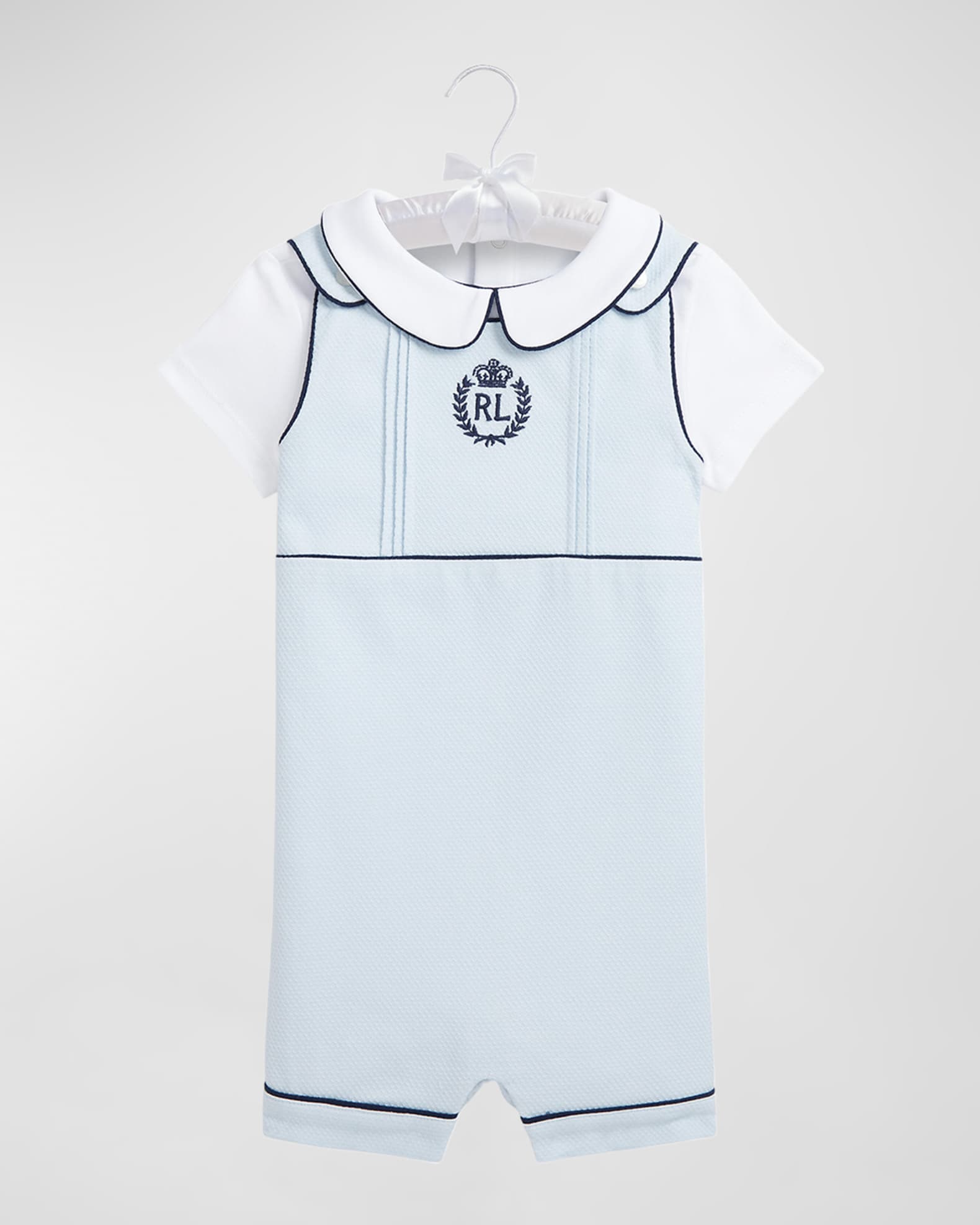 Ralph Lauren Childrenswear Boy's Pique Pintuck Shortall Set, Size 9M ...