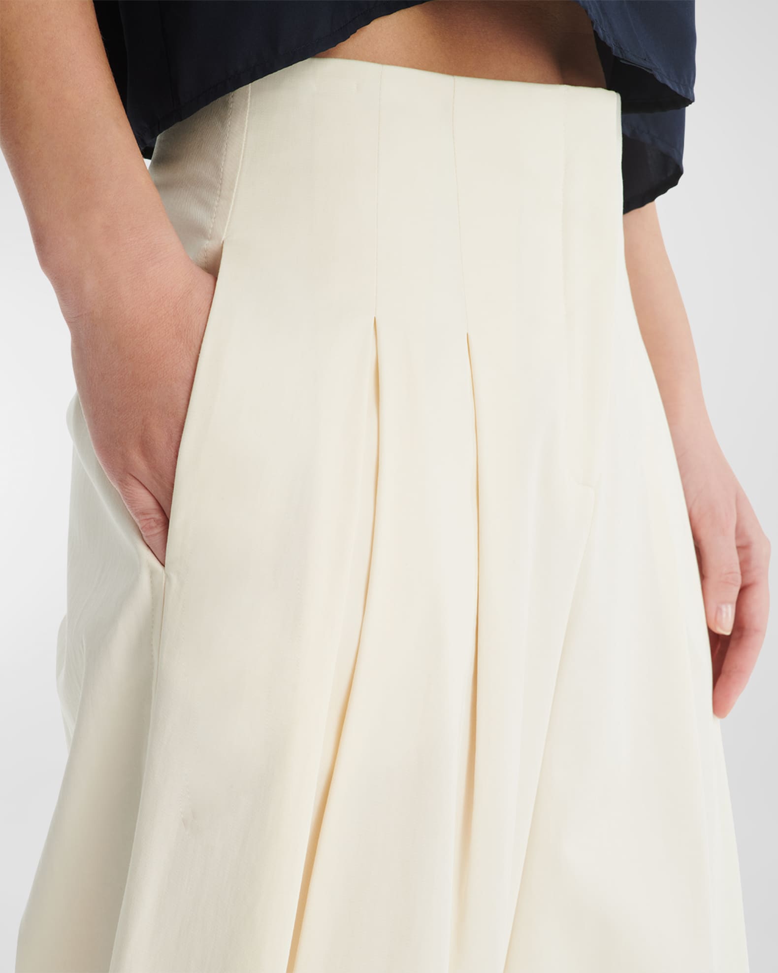 TWP Drew Coated Gabardine-Blend Wide-Leg Pants | Neiman Marcus