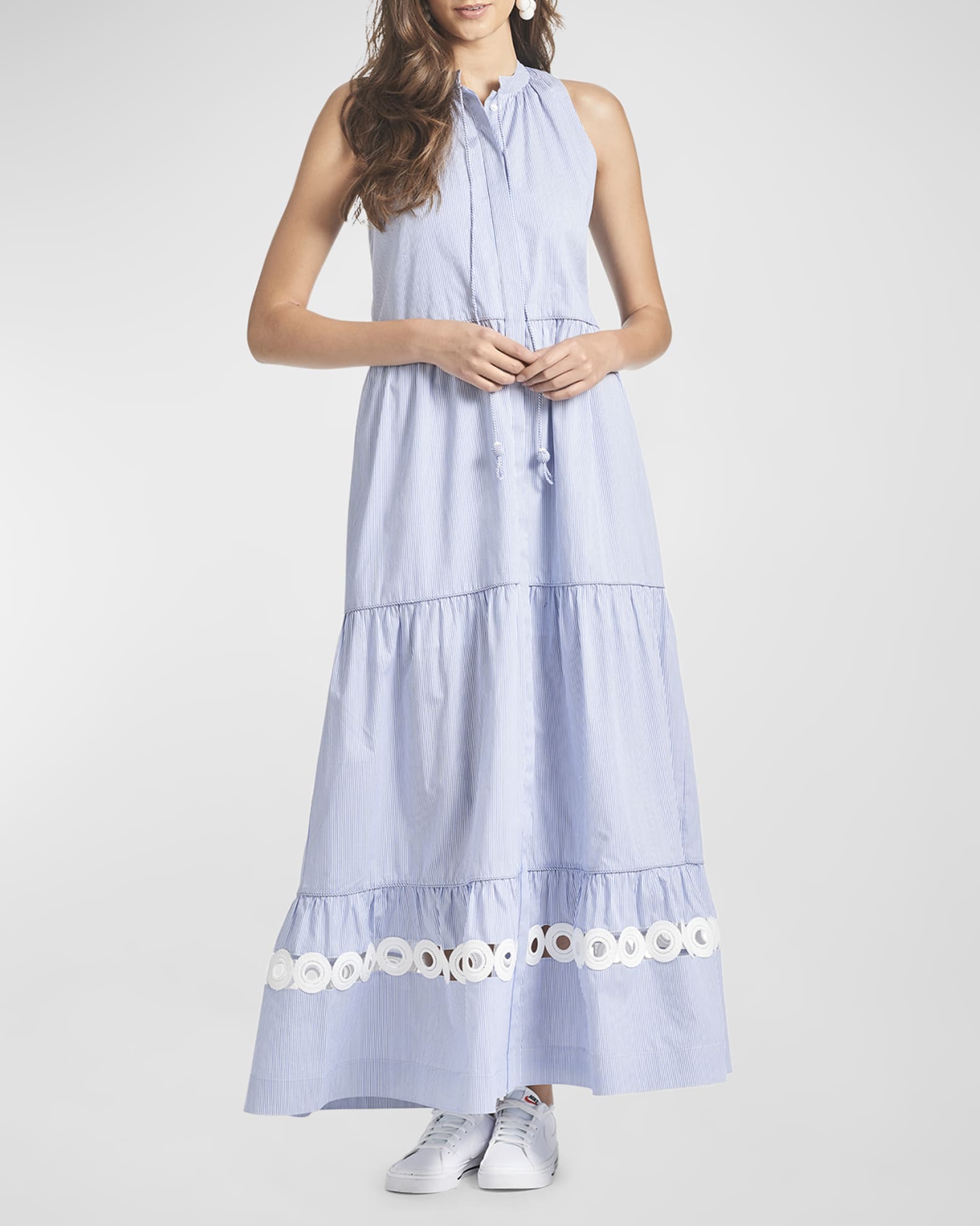 Sachin & Babi Positano Tiered Lace-Inset Maxi Dress | Neiman Marcus
