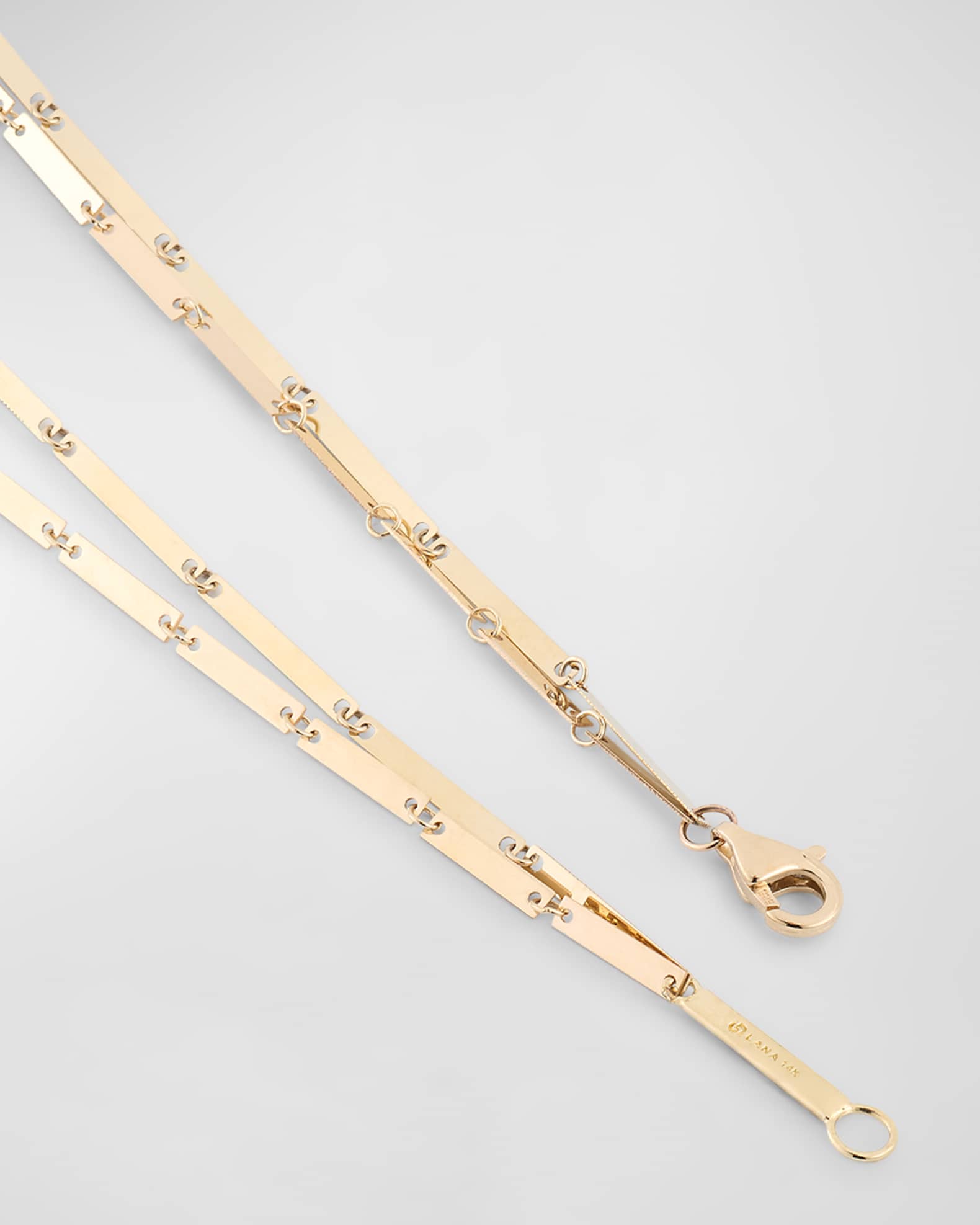 LANA 14K Yellow Gold Laser Mini Rectangle Double-Strand Necklace, 17.5 ...