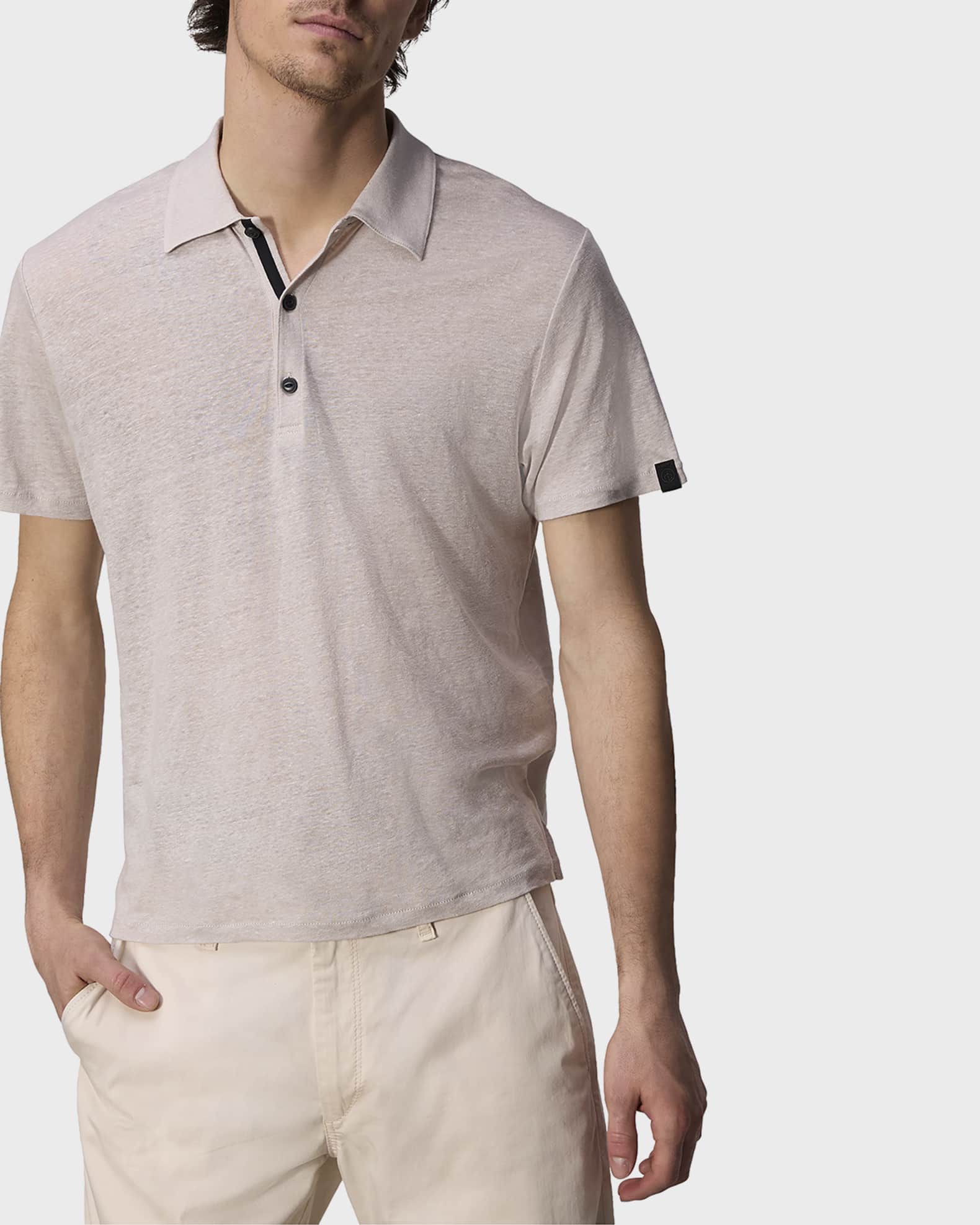 Rag & Bone Men's Taped Linen Polo Shirt | Neiman Marcus