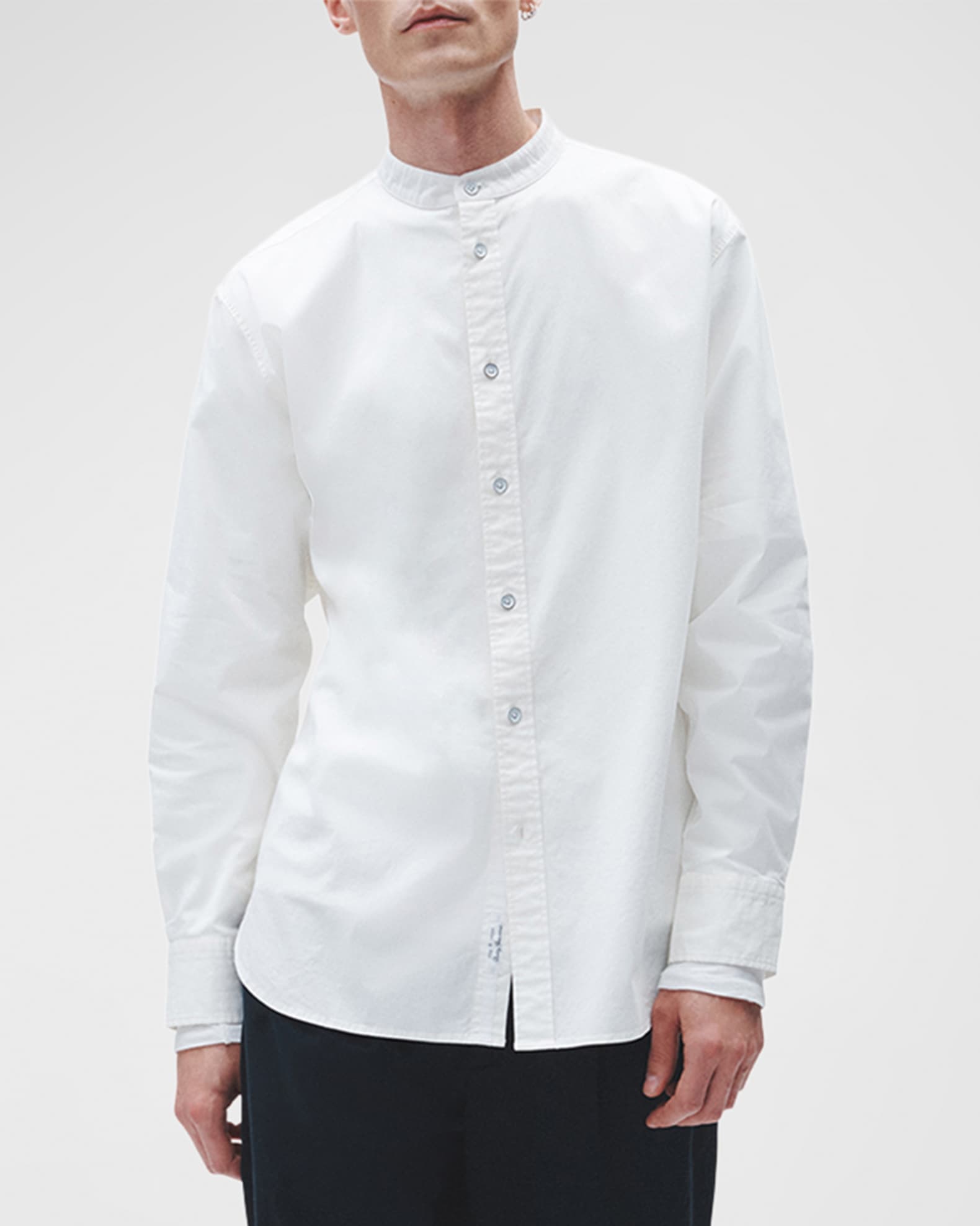 Rag & Bone Men's Landon Poplin Band-Collar Shirt | Neiman Marcus