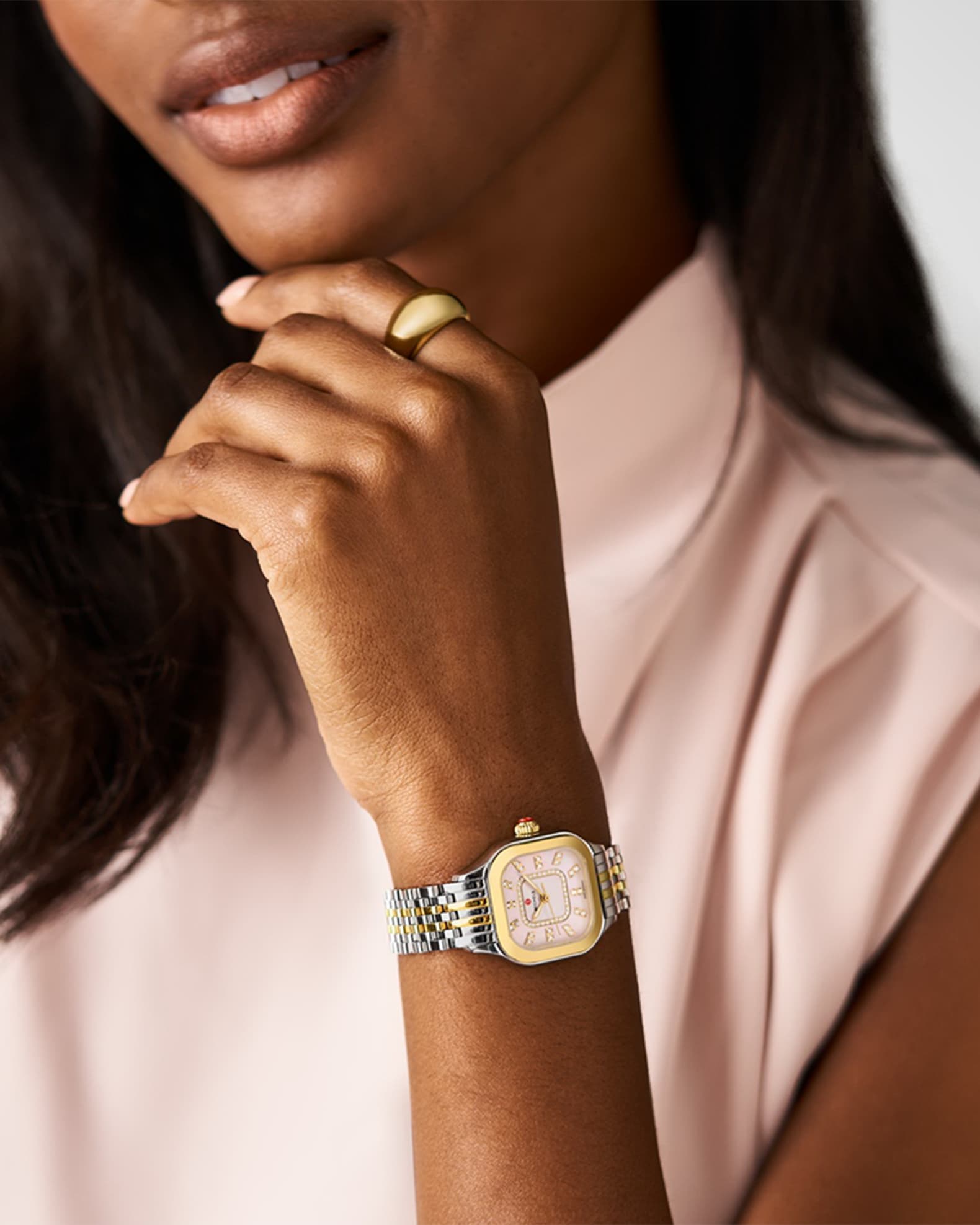 MICHELE Meggie Diamond Dial and Mother-of-Pearl Watch, Peony | Neiman ...