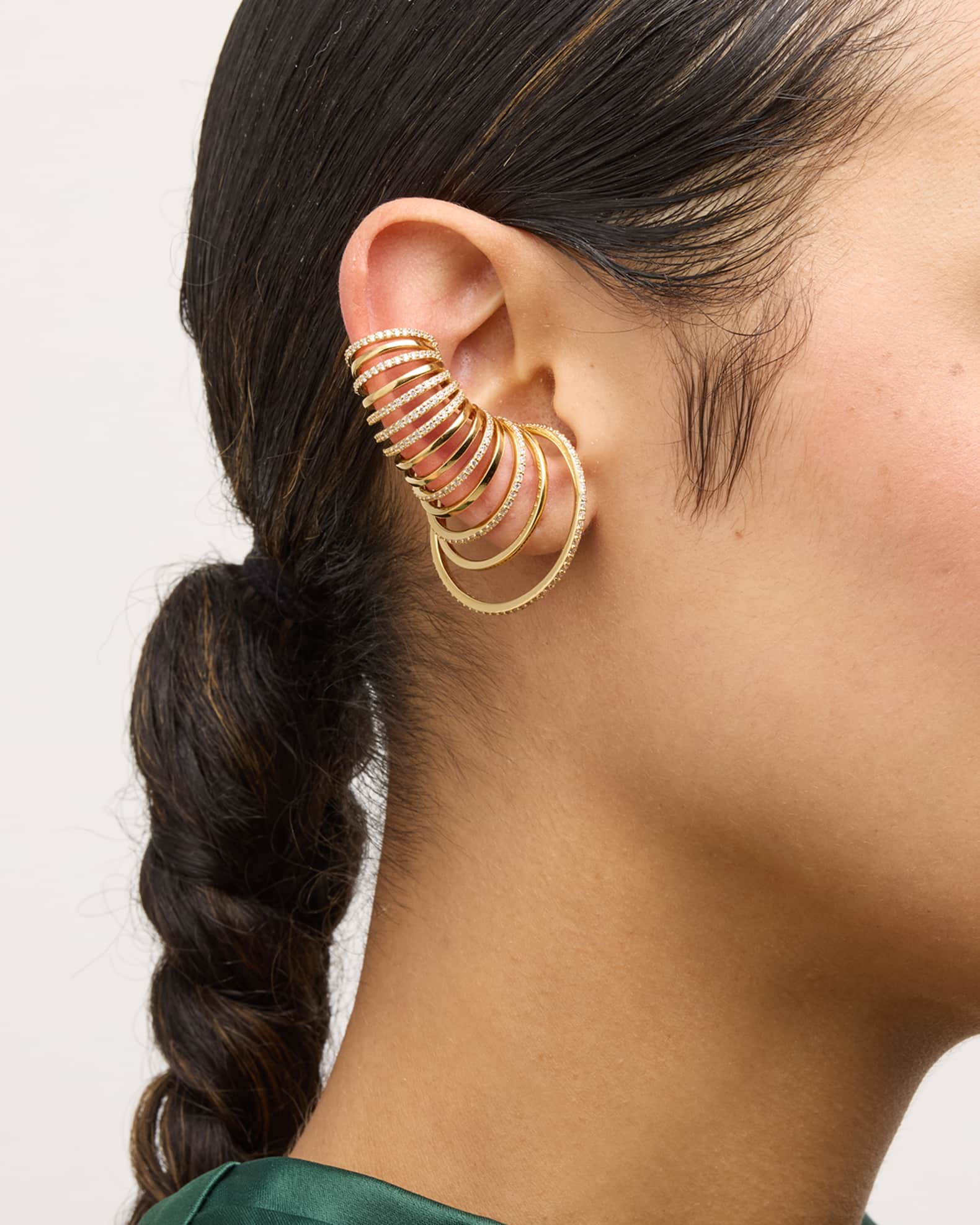 Fern Freeman Jewelry Large Multi Hoop Ear Cuff with Diamonds, Single ...