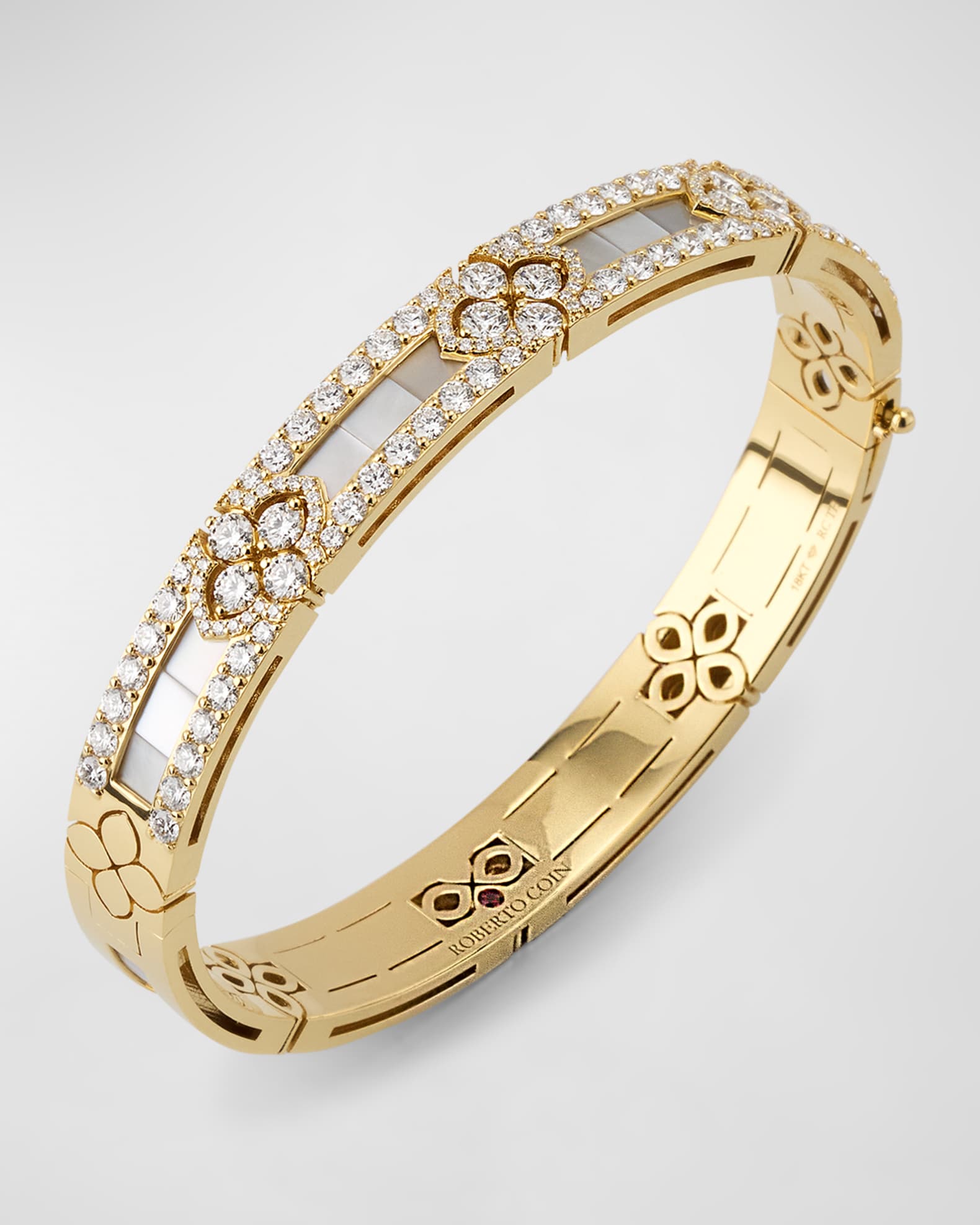 Roberto Coin 18K Yellow Gold Mother of Pearl Bracelet with Diamond Edge ...