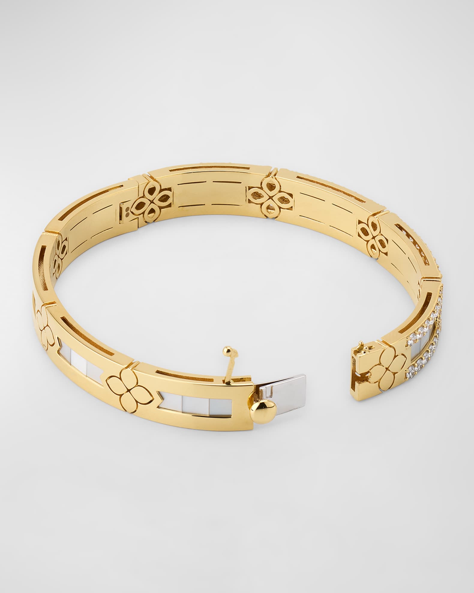 Roberto Coin 18K Yellow Gold Mother of Pearl Bracelet with Diamond Edge ...