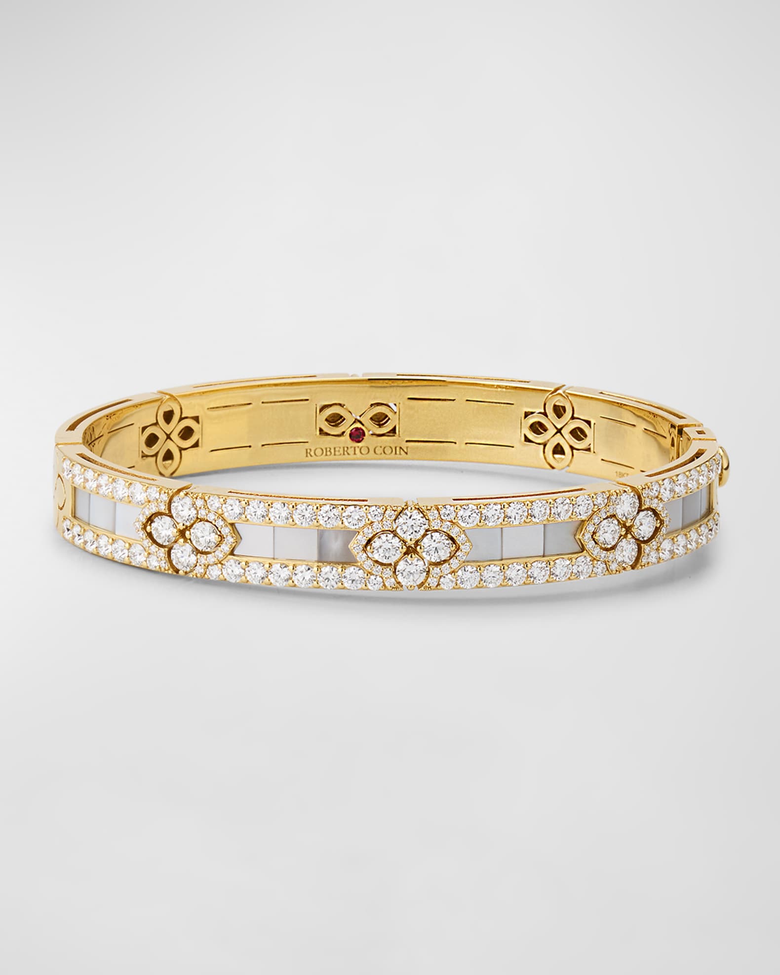 Roberto Coin 18K Yellow Gold Mother of Pearl Bracelet with Diamond Edge | Neiman Marcus