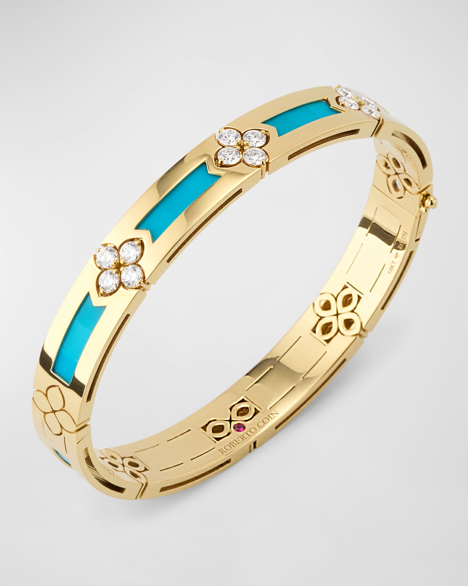 Roberto Coin 18K Yellow Gold Diamond and Turquoise Bracelet | Neiman Marcus